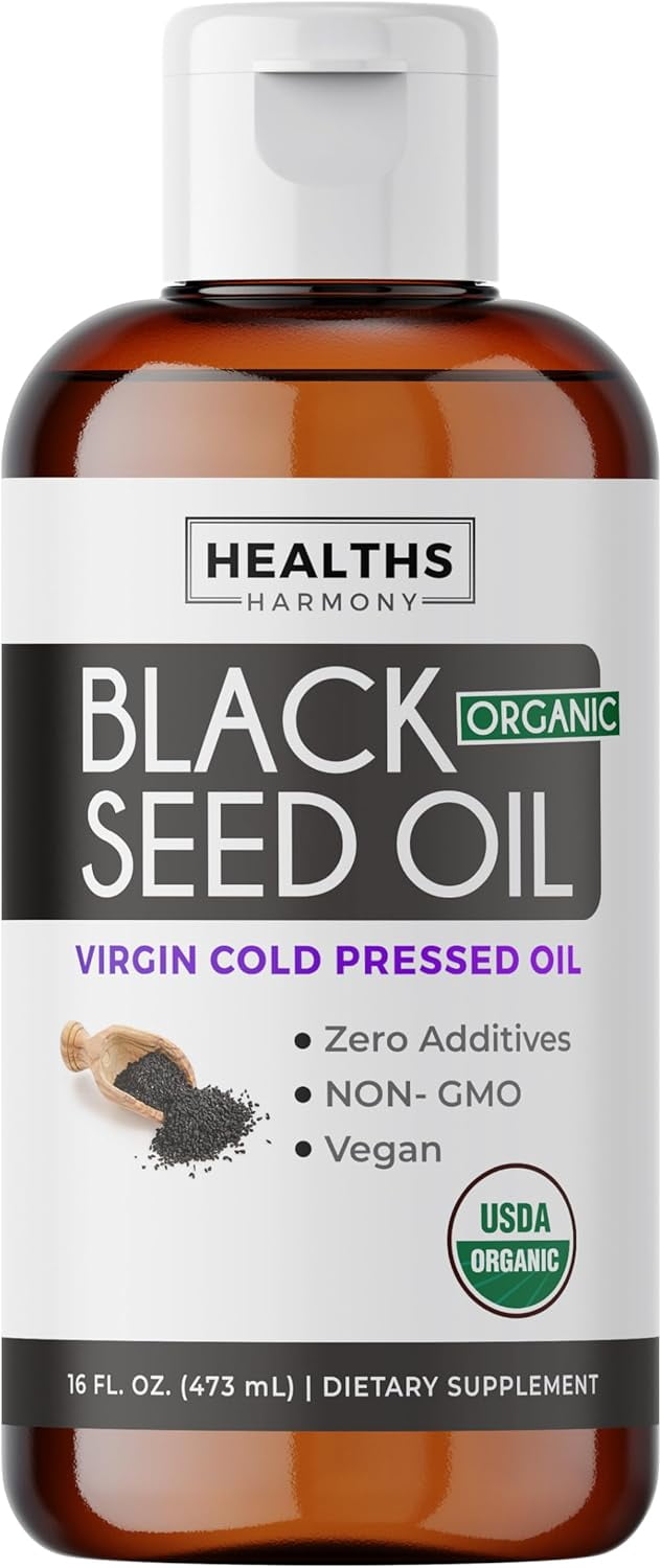 Healths Harmony Organic Black Seed Oil, Cold-Pressed Nigella Sativa ...
