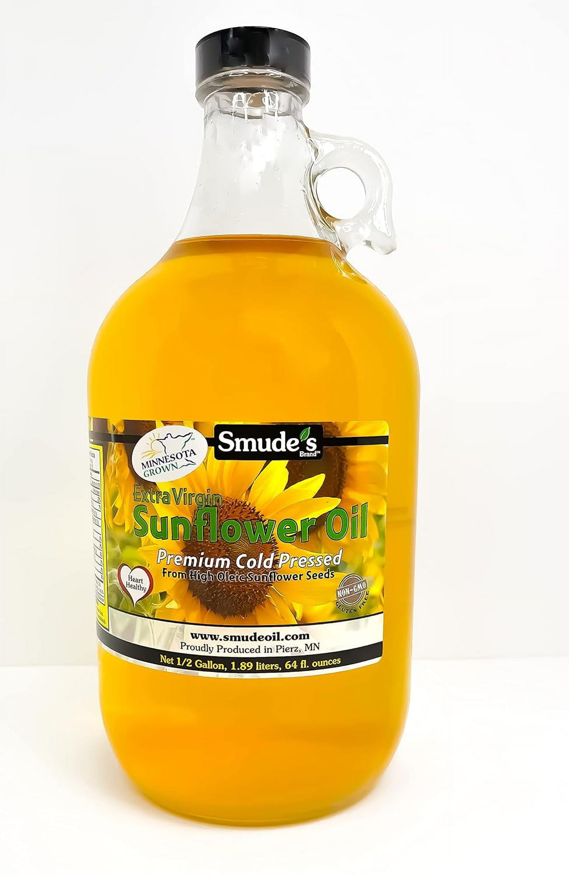 Cold Pressed Sunflower Oil – ½ Gallon (64 oz.) Glass Bottle | Healthy ...