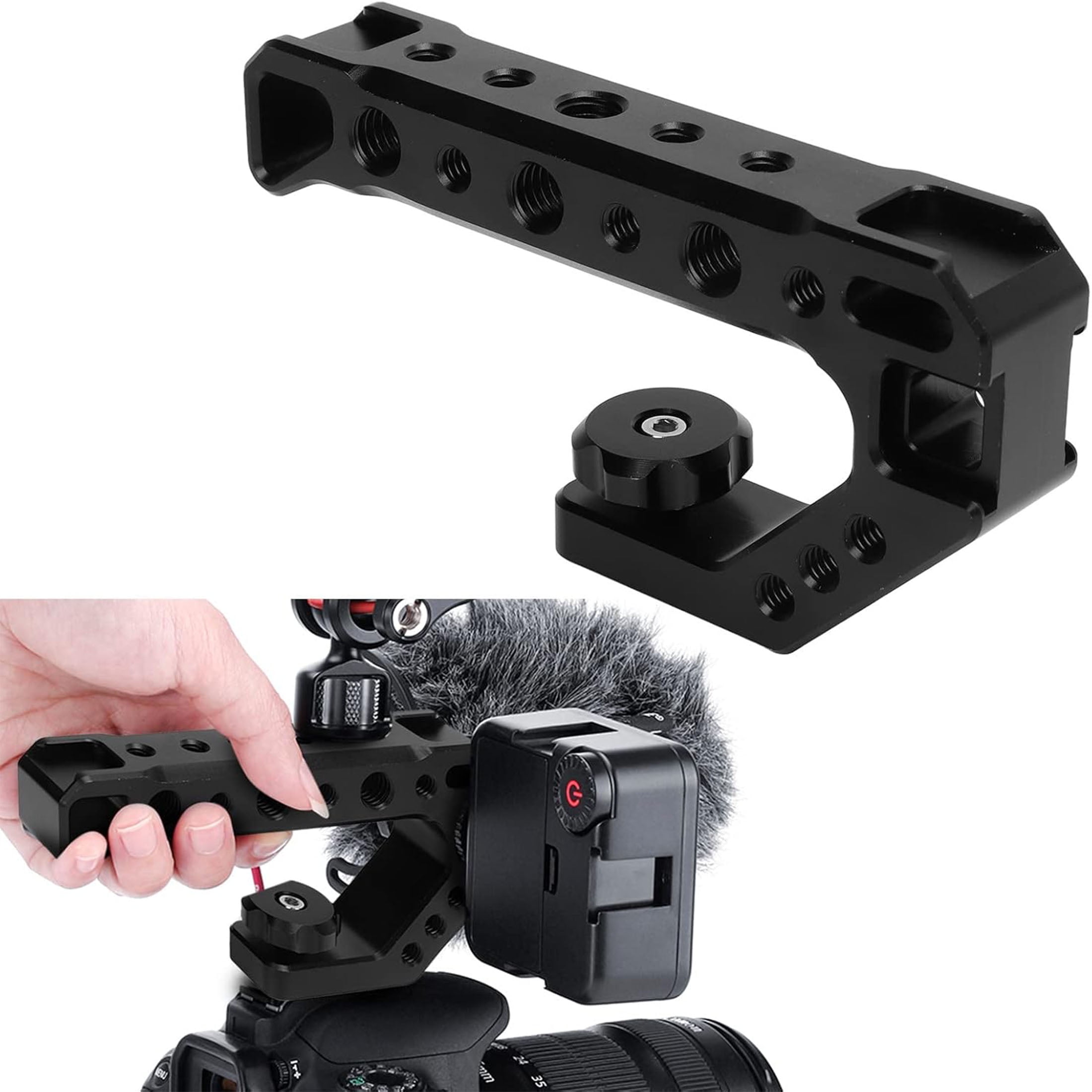 Cold Shoe Mount Camera Top Handle, Universal Camera Cage Top Hand Grip with Anti-Off Designed ...