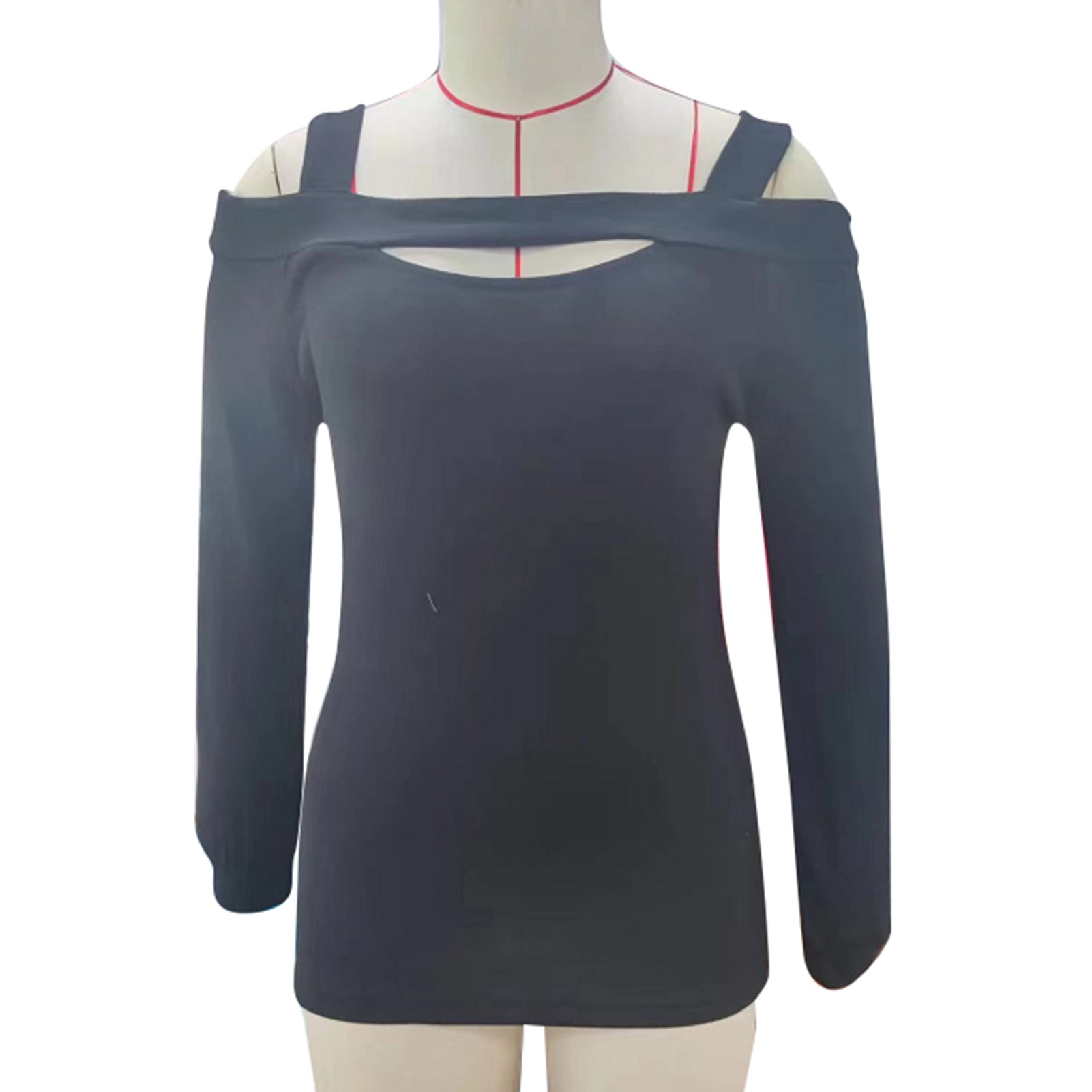 Cold Shoulder Blouse Top Plain Color Long Sleeve Cold Shoulder Shirt ...