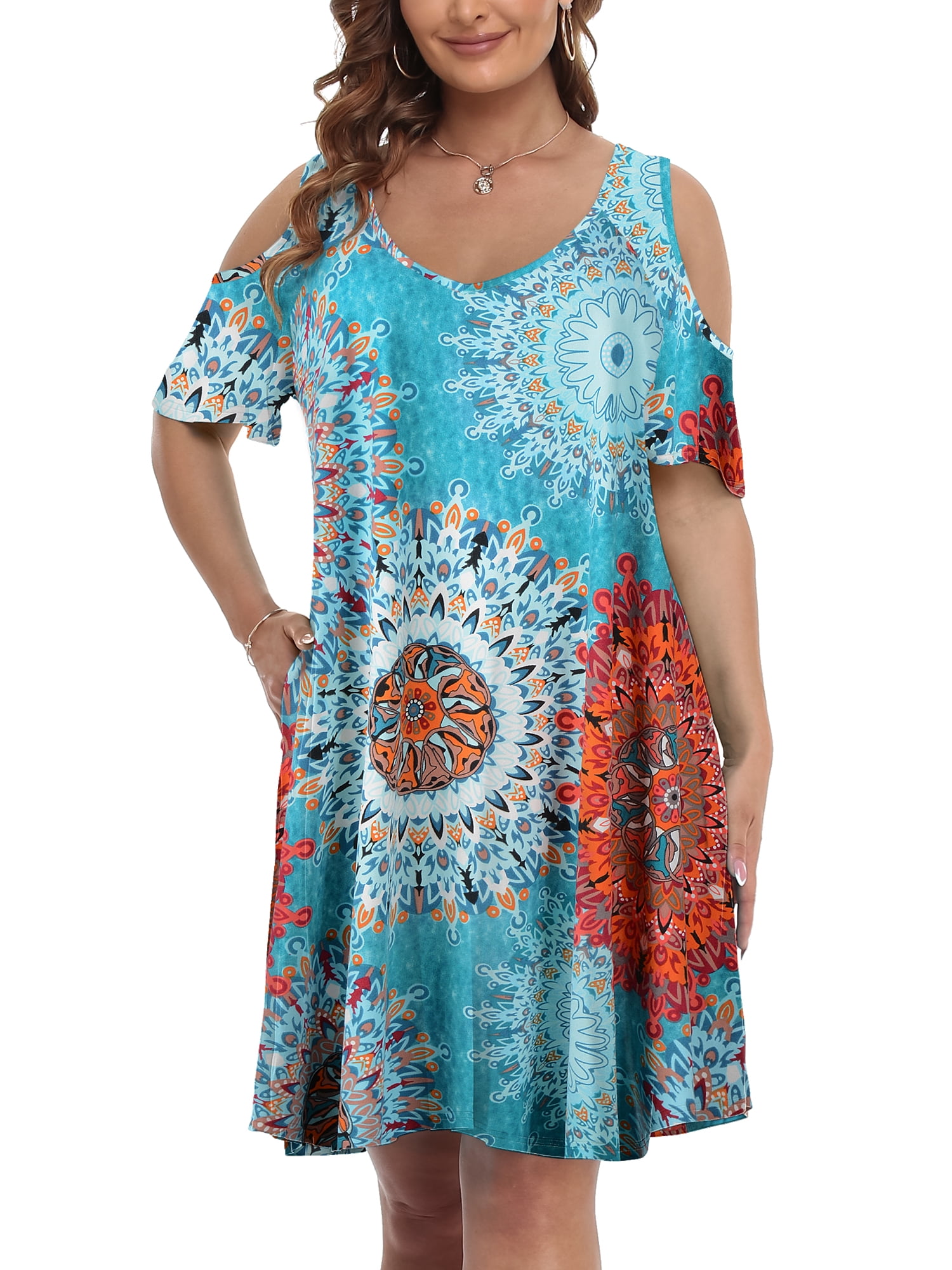 Cold Shoulder Dresses for Women, VEPKUL Short Sleeve Casual Summer ...