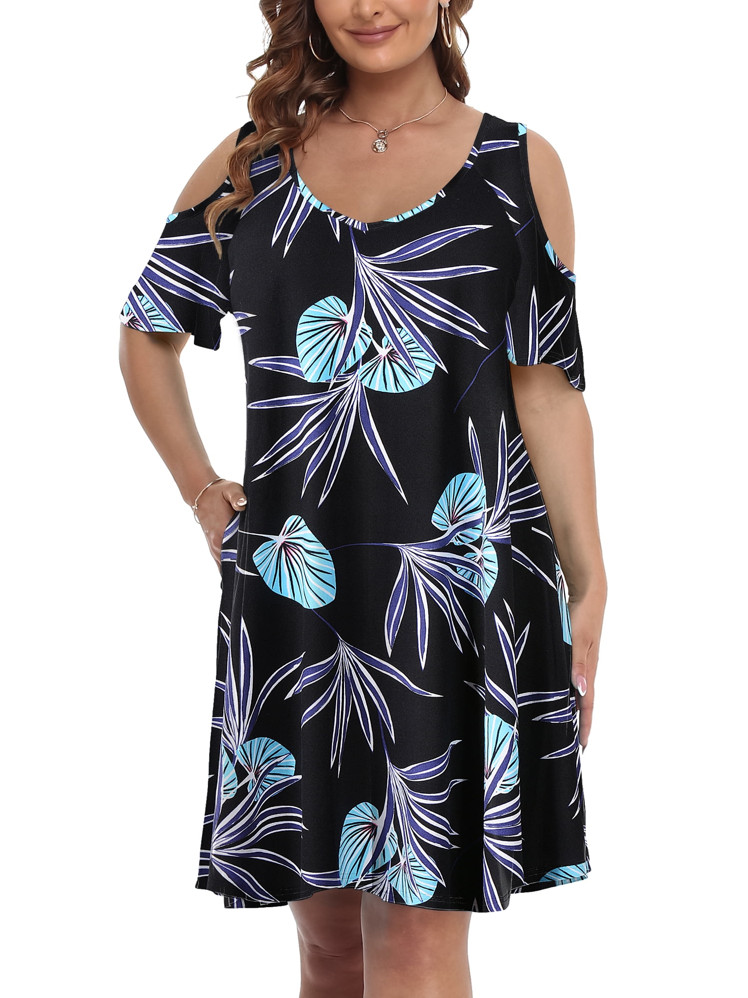 Cold Shoulder Dresses for Women, VEPKUL Short Sleeve Casual Summer ...