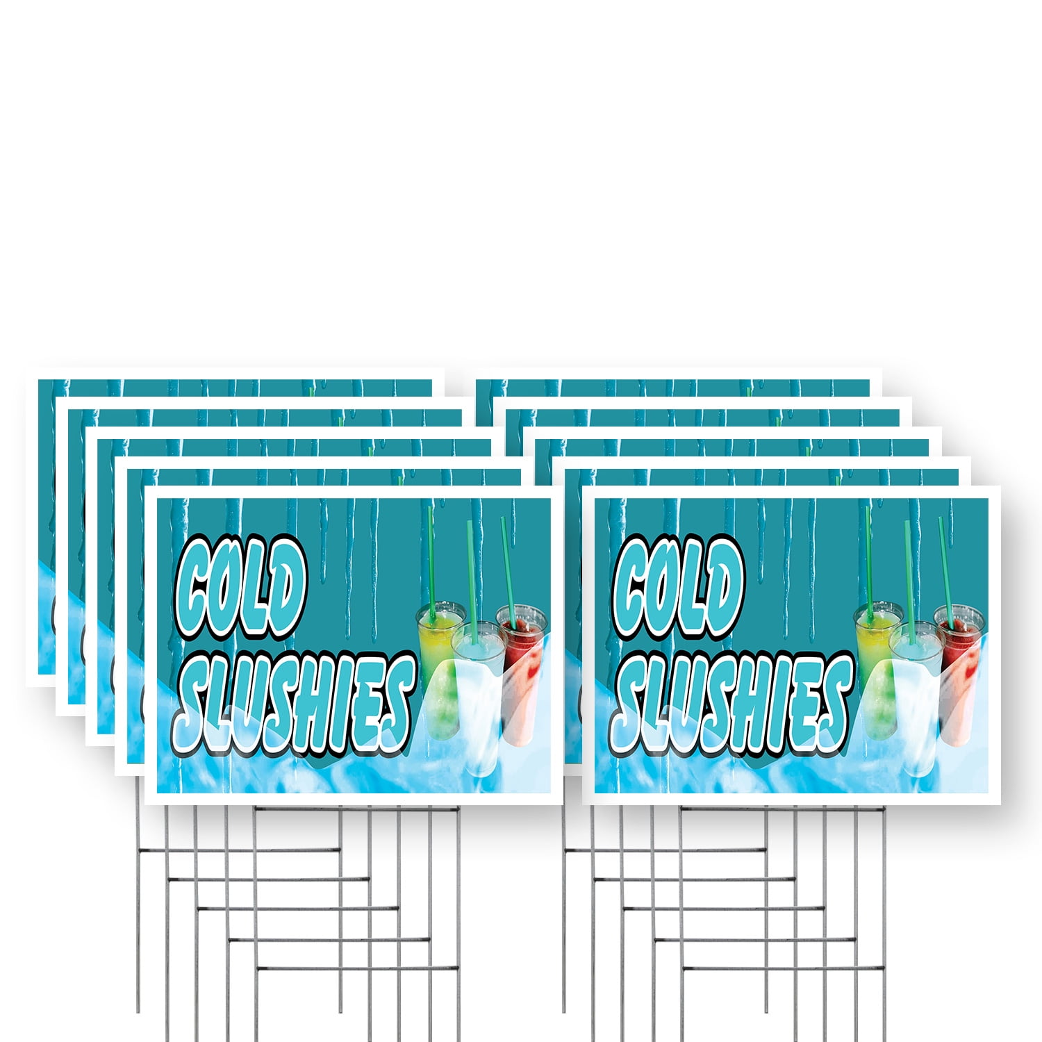 Cold Slushies Yard Sign 10 Pack of 12 Inch x 16 Inch Single Sided ...