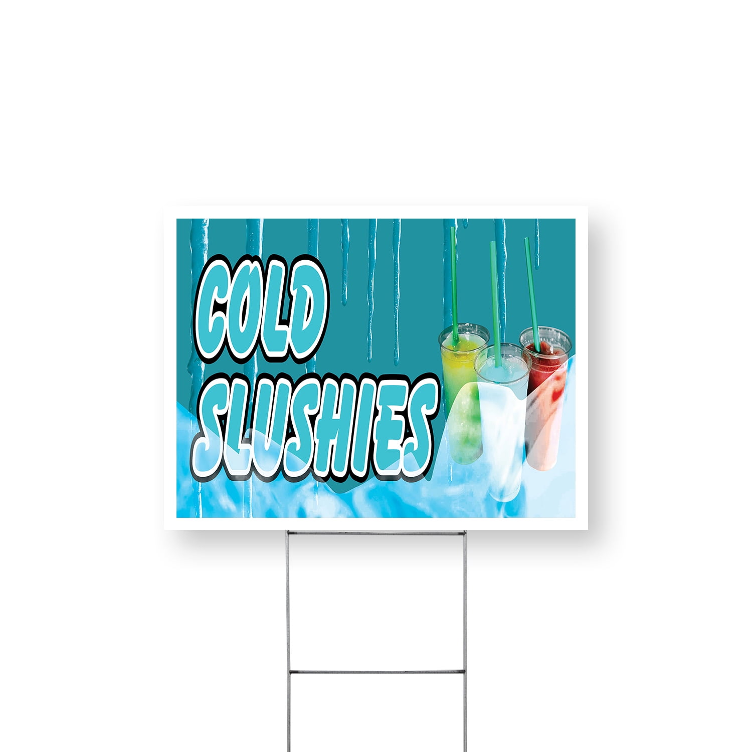 Cold Slushies Yard Sign 18 Inch x 24 Inch Double Sided Weatherproof ...
