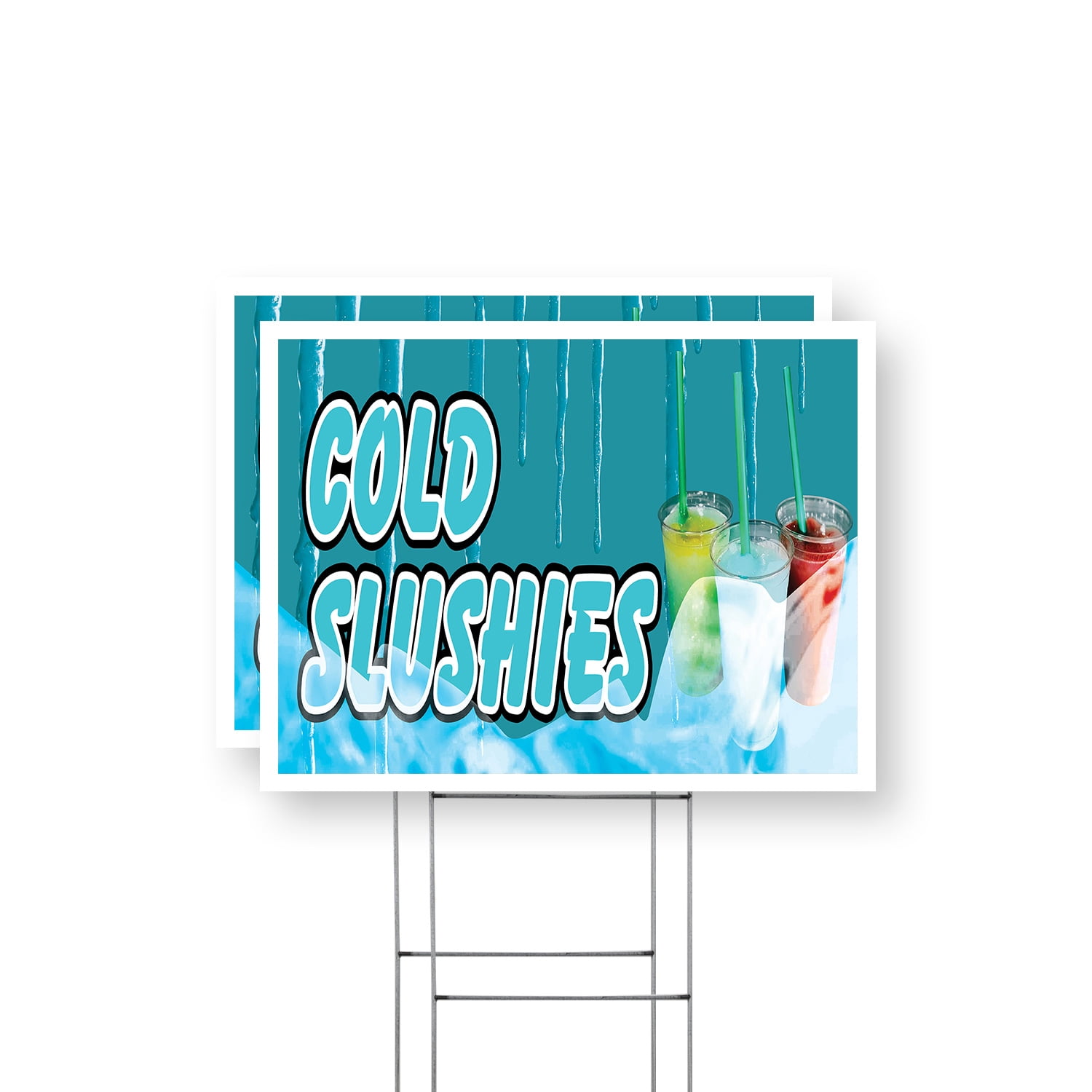 Cold Slushies Yard Sign 2 Pack of 12 Inch x 16 Inch Single Sided ...
