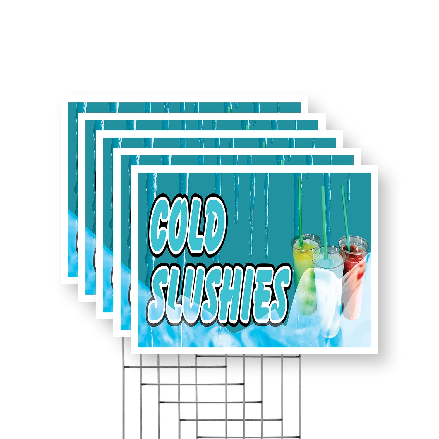 Cold Slushies Yard Sign 5 Pack of 18 Inch x 24 Inch Double Sided ...