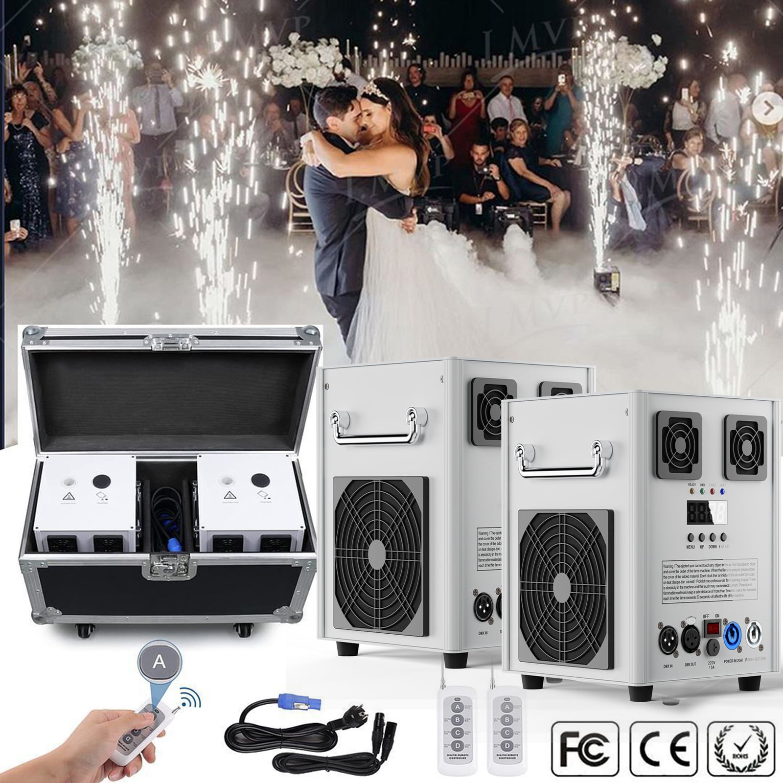 Cold Spark Firework Machine with Flight Case, 2Pack DMX Stage Effect ...