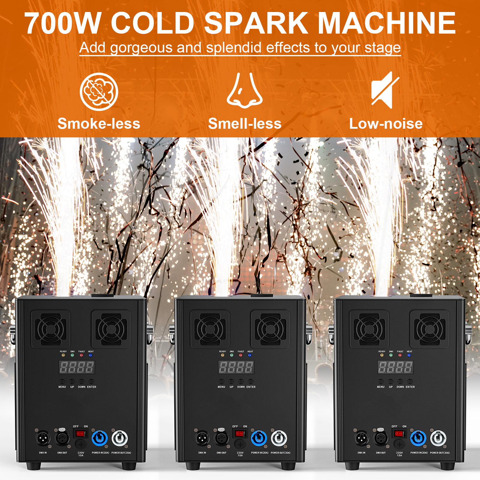 700W Cold Spark Firework Machine 3-16ft Stage Equipment Special Effect ...