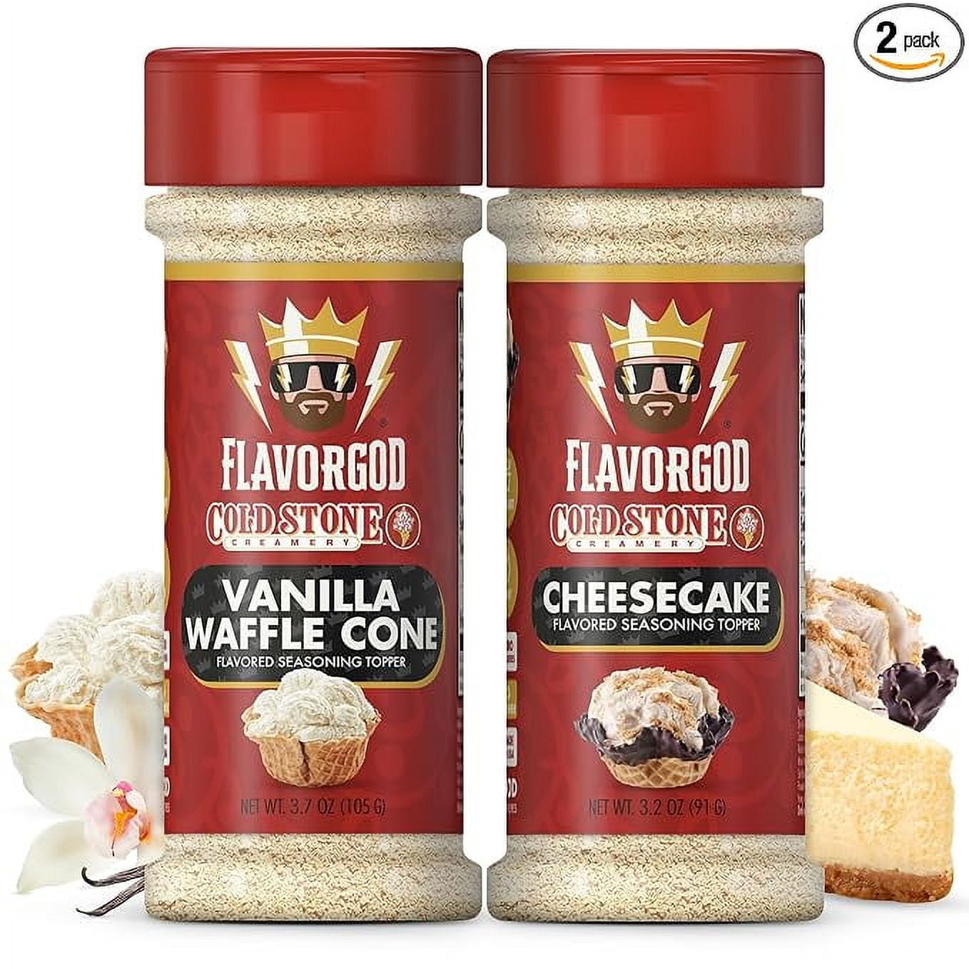 Flavor God Ice Cream Topping, Cheesecake and Vanilla Waffle, Kosher, 2 ...