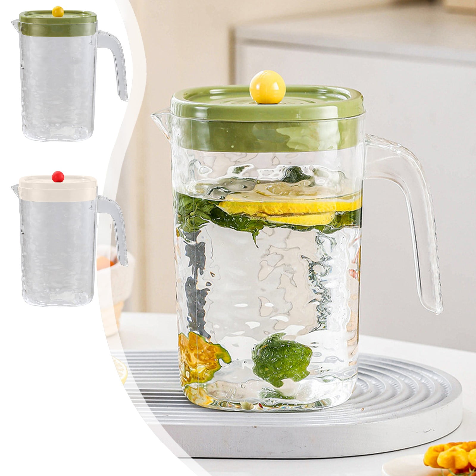 Cold Water Kettle Beverage Pitcher, Dopamine Wave Design Plastic Drink ...