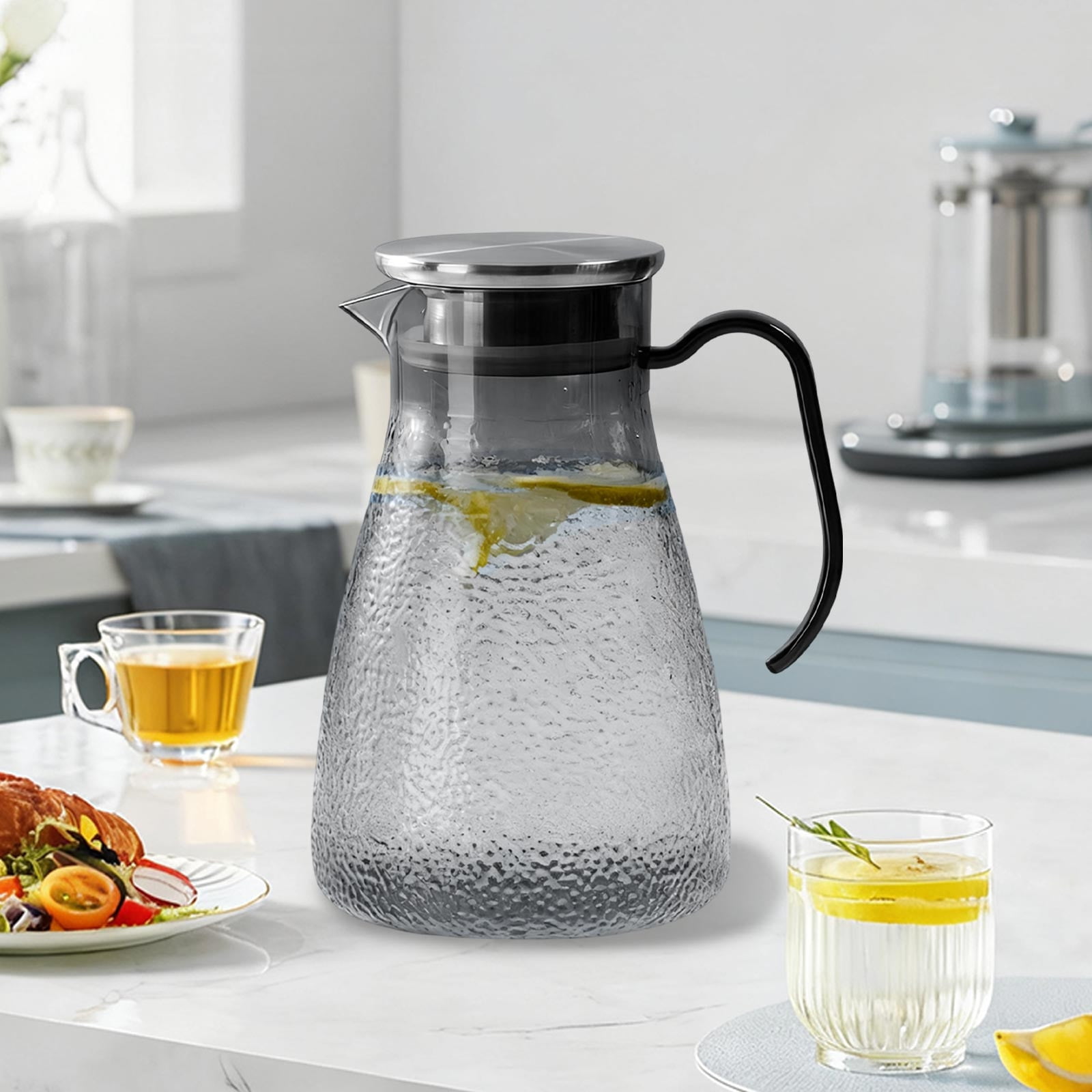 Cold Water Pitcher - Hammered Steel Lid, 1500ml Large Capacity, Rust ...