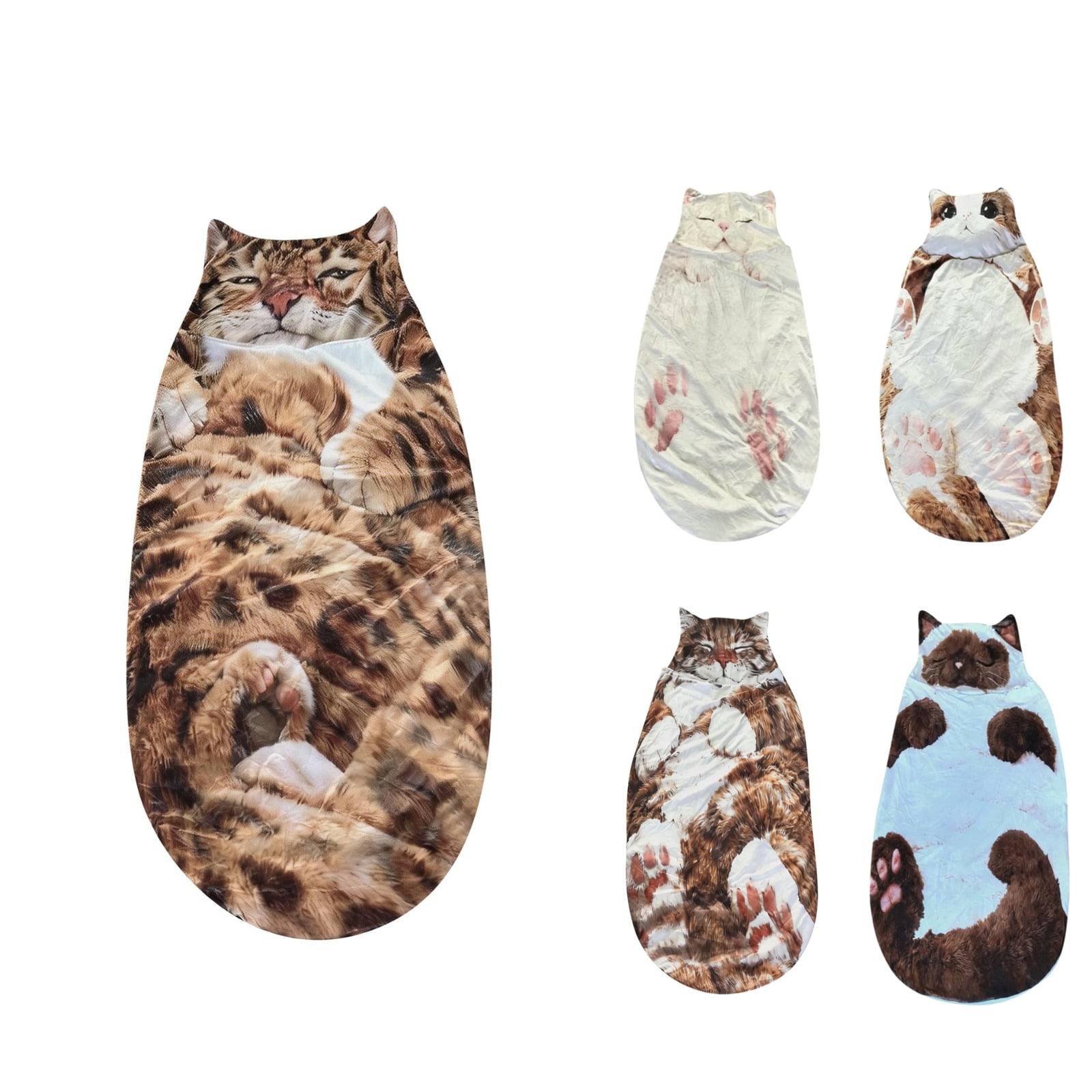 Cold Weather Adult Sleeping Bag, 68.9"x27.56" Plush Cat Print Warm ...