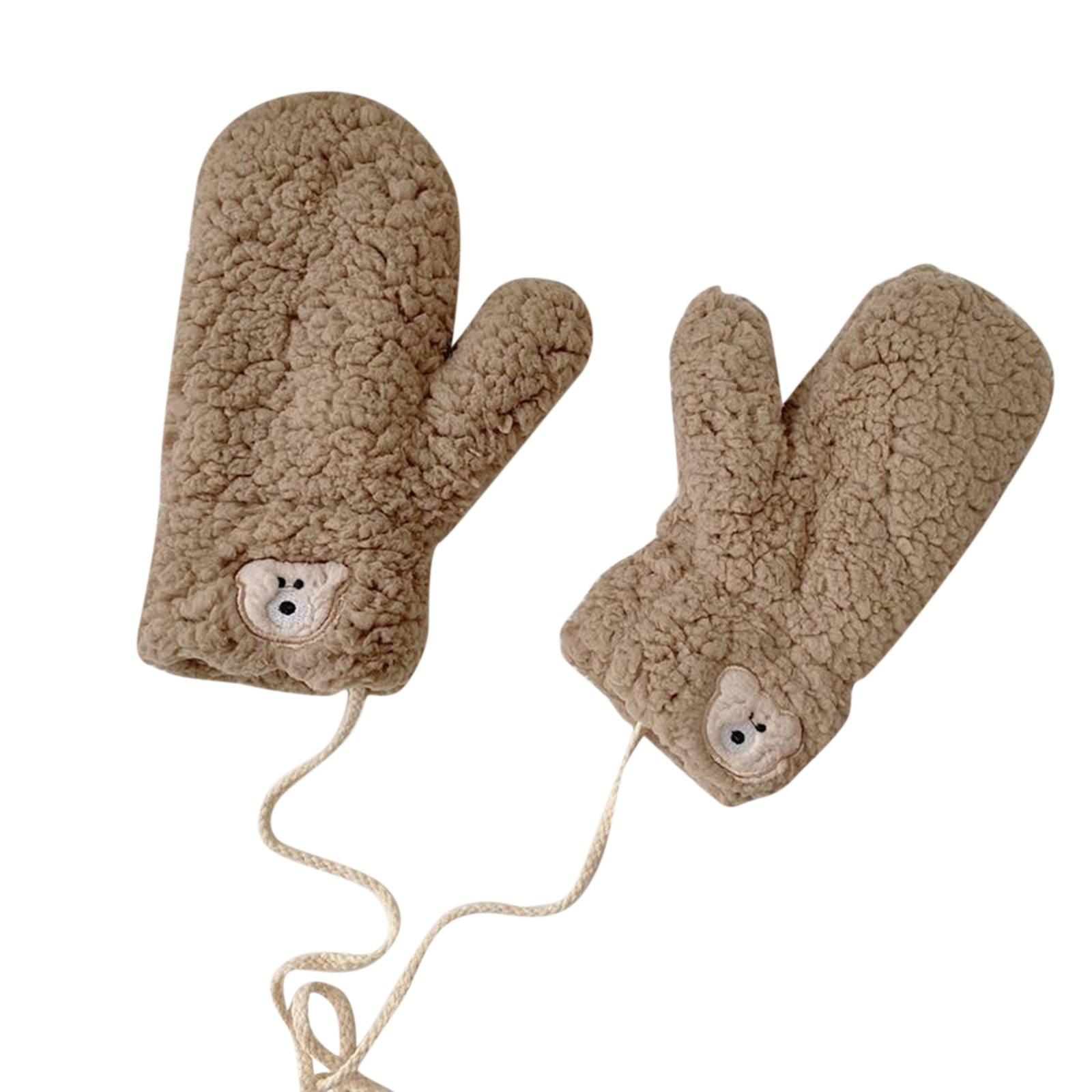 Cold Weather Gloves 3D Cute Bear Double Layer Winter Gloves Female ...