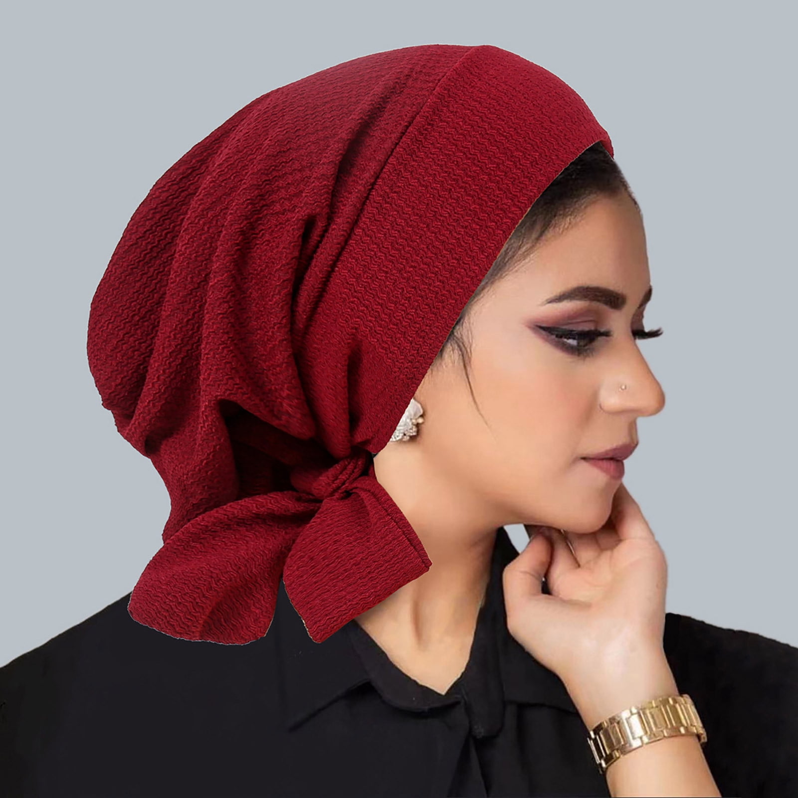 Cold Weather Headbands Women's Solid Color Crystal Linen Long Tail ...
