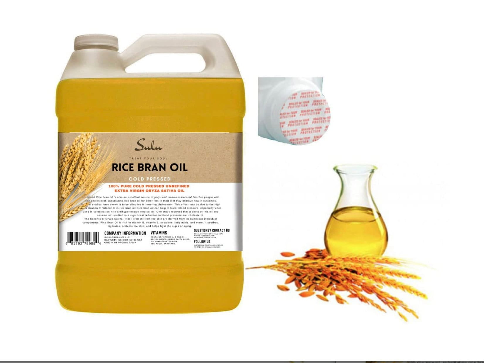 Cold pressed Virgin Unrefined Rice Bran Oil - Walmart.com