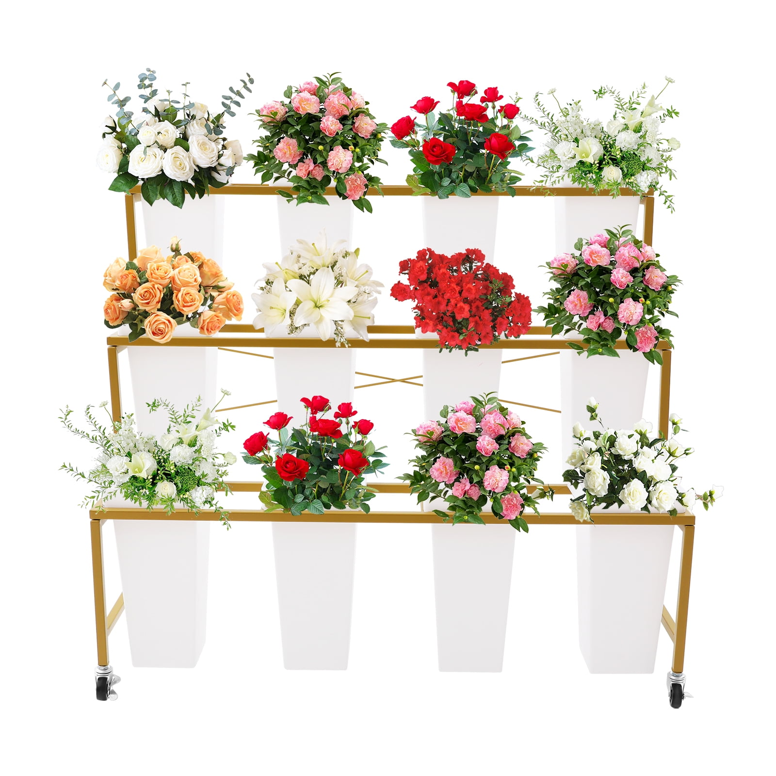 Cold-rolled Steel Flower Display Stand Plant Stand Rack with 12 Buckets ...