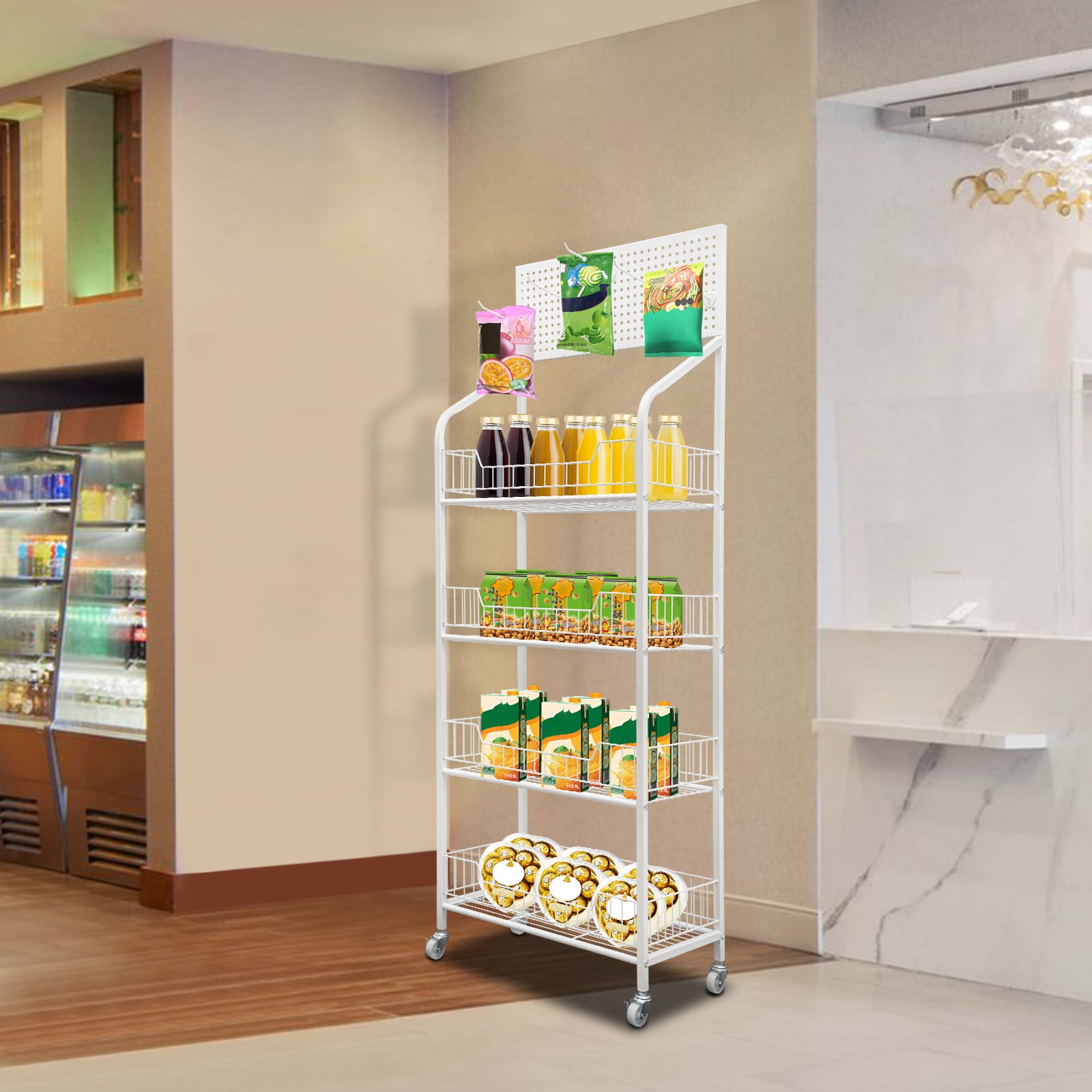 Cold-rolled Steel Free Standing Storage Rack, 4-Tier Rolling Shelves ...