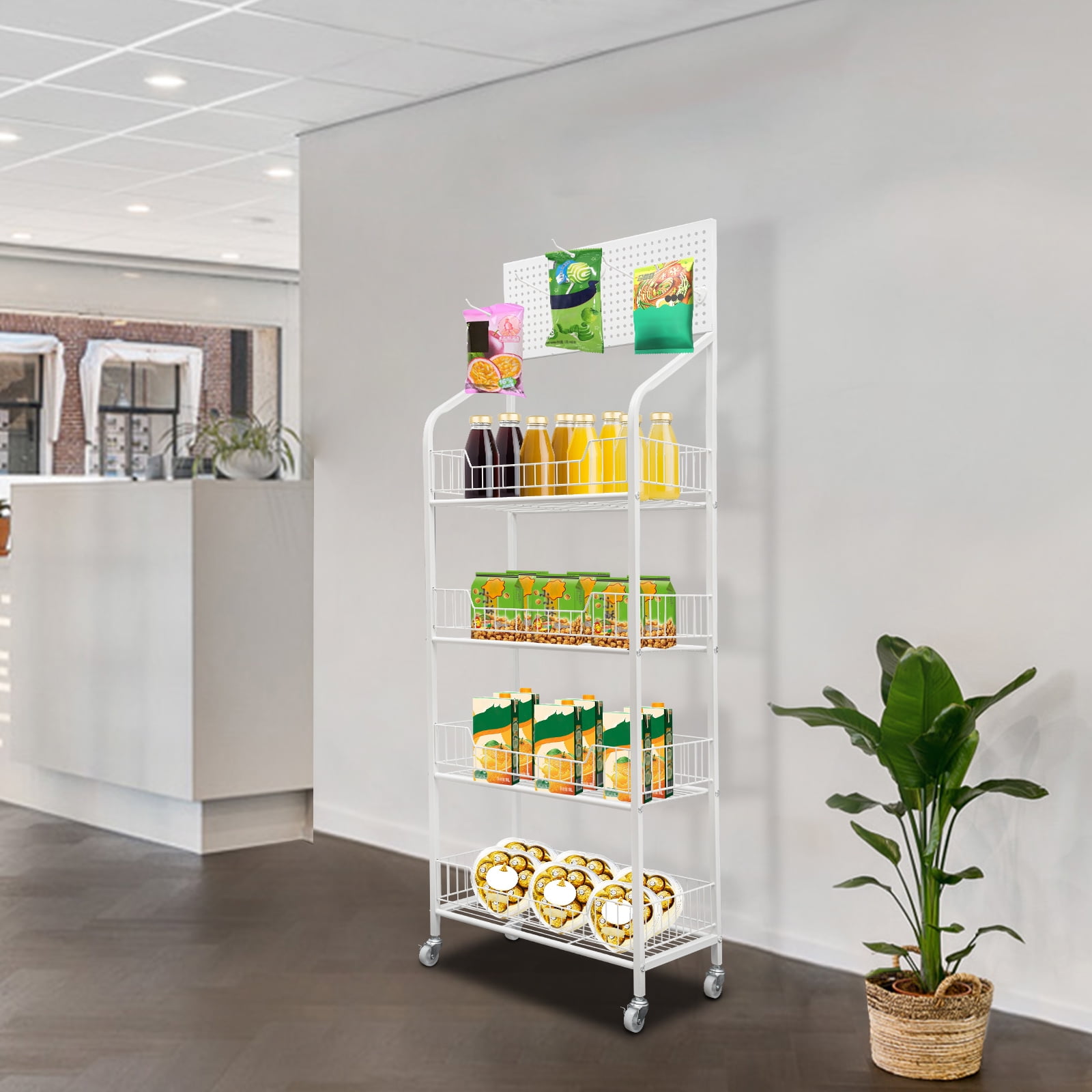 Cold-rolled Steel Free Standing Storage Rack, White Rack with Rolling ...