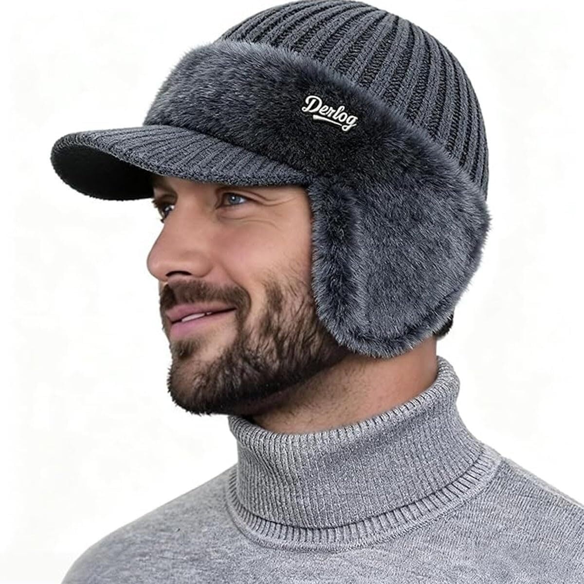 ColdShield Trapper Blocking Knitted Hats, Cozy Head Beanie with Brim ...