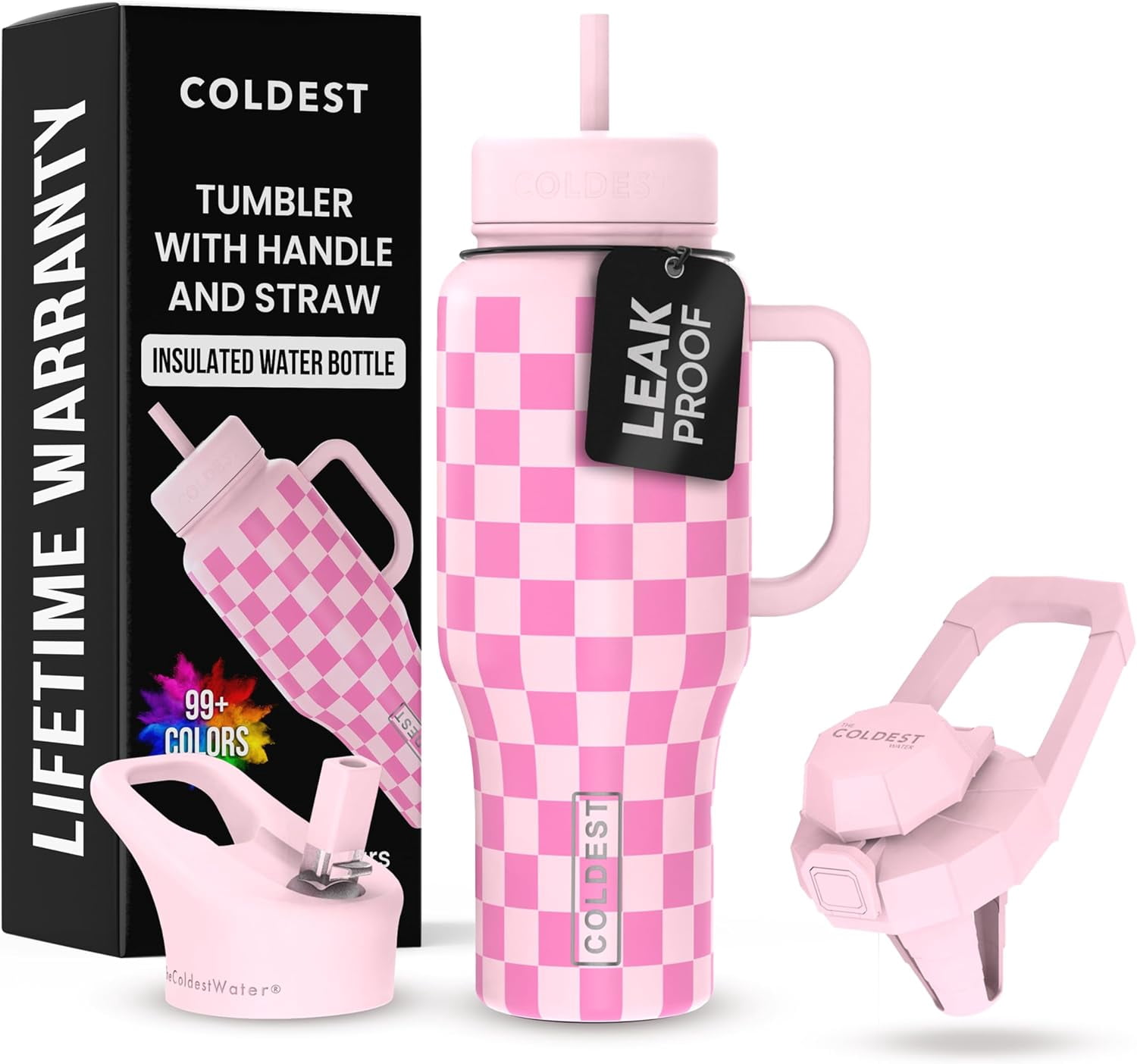 Coldest 40 oz Tumbler with Handle and Straw - 100% Leak Proof Insulated ...