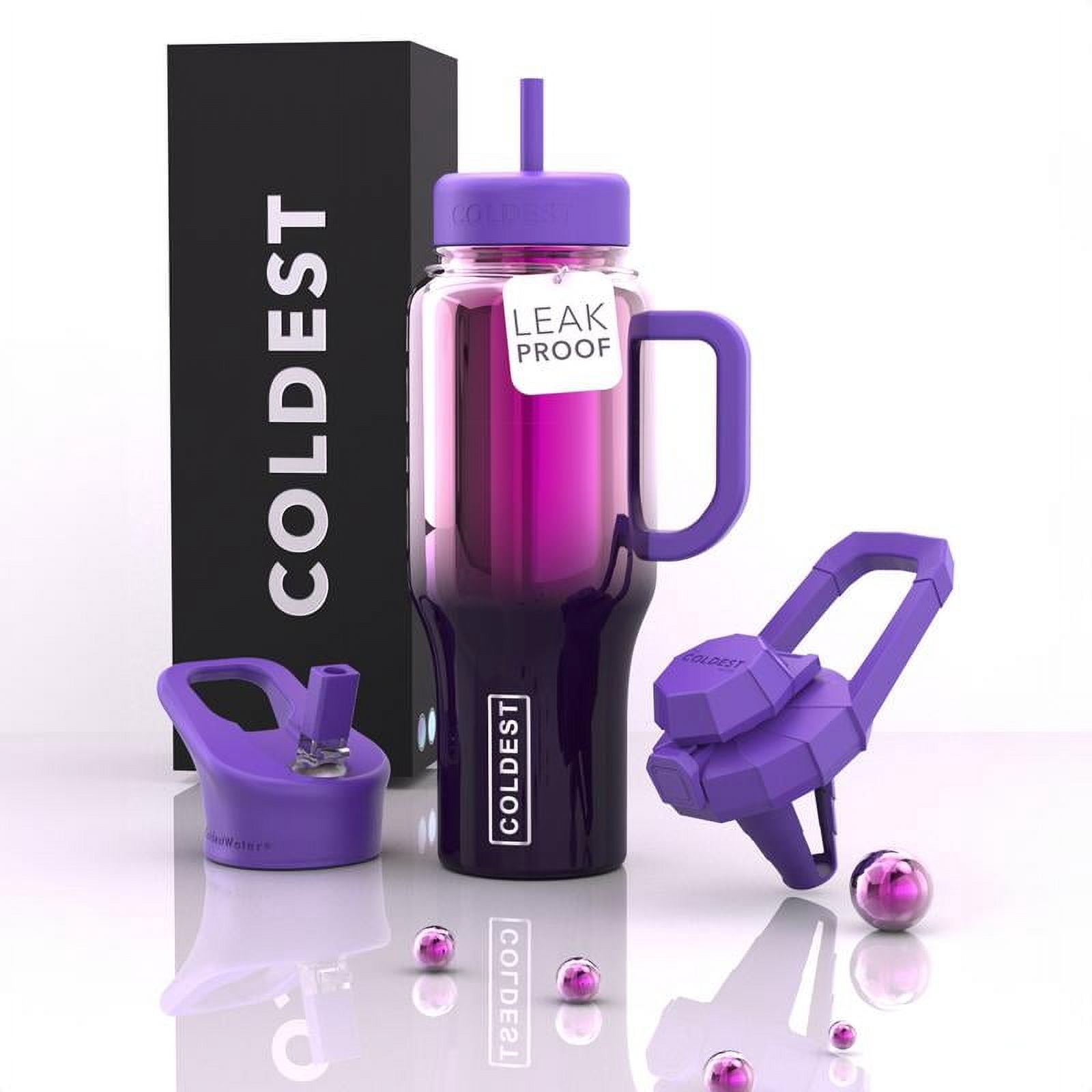 Coldest 46oz 100% Leak Proof Insulated Tumbler with Lid & Straw (3 Lids ...