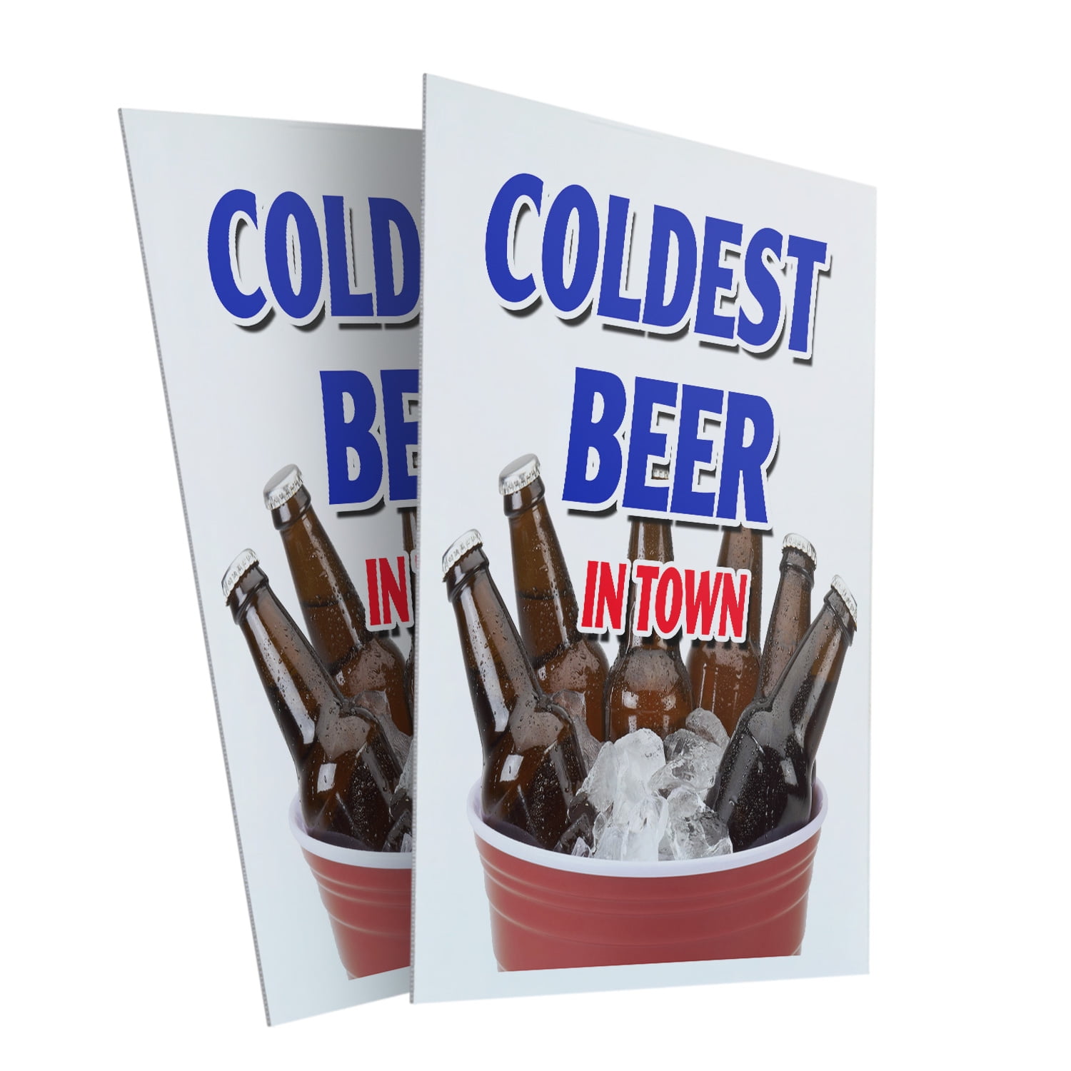 Coldest Beer In Town (2-PACK) 24" x 36" Plastic Signs | Sign Insert 4mm ...