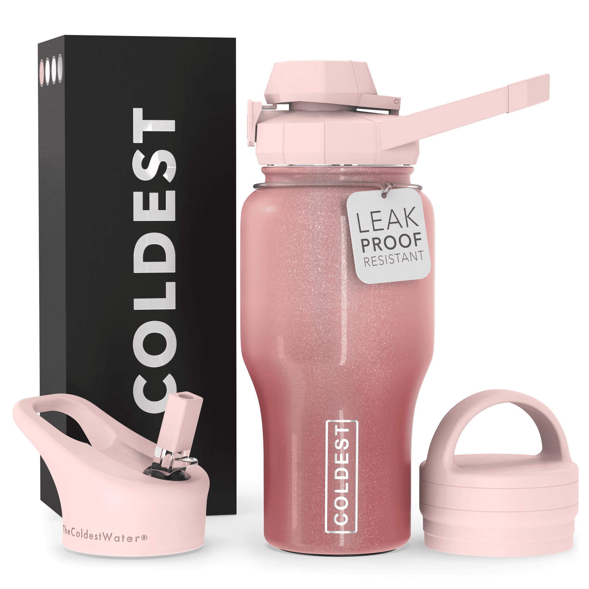 Coldest Sports Shaker Water Bottle with 3 Lids (Chug Lid, Straw Lid ...