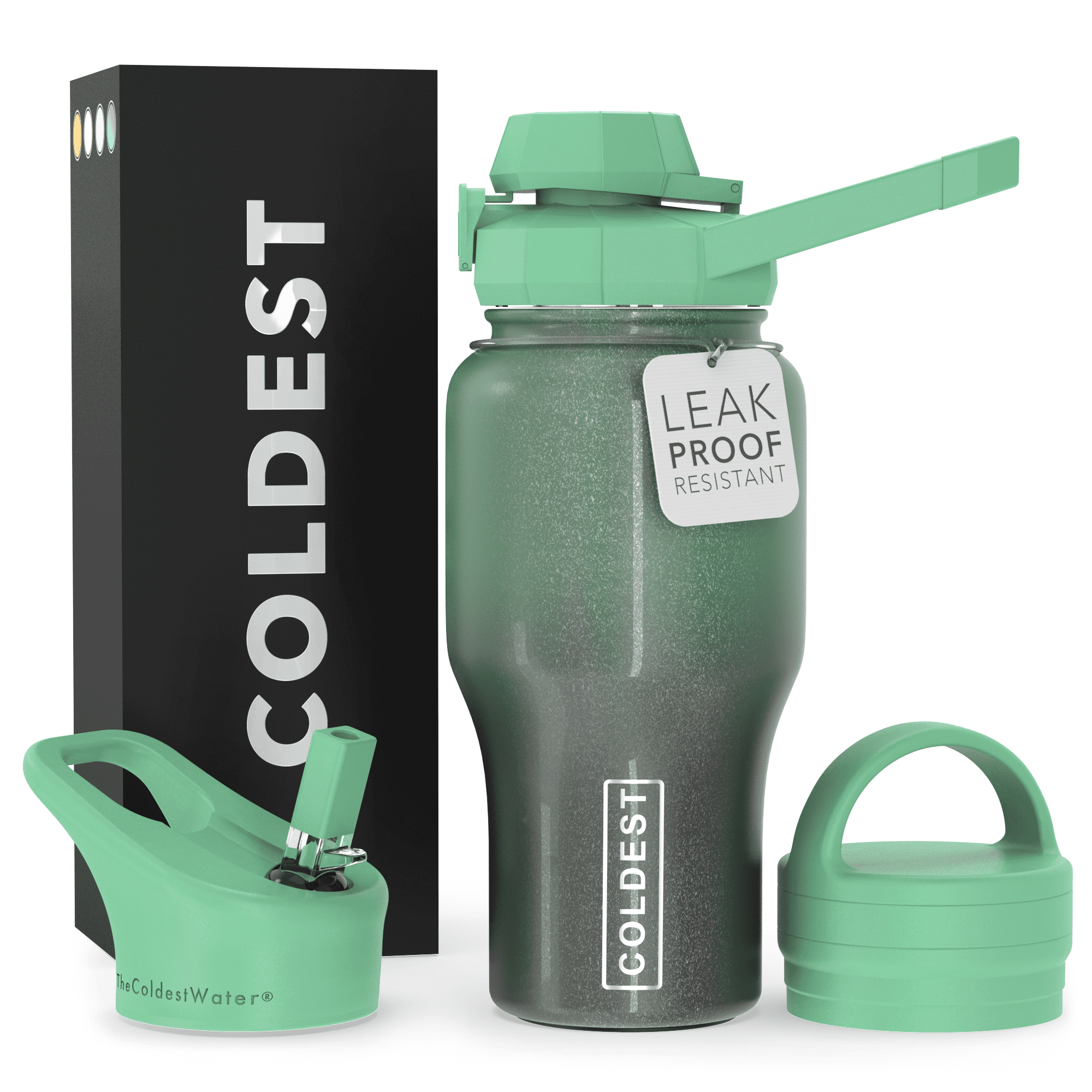 Coldest Sports Shaker Water Bottle with 3 Lids (Chug Lid, Straw Lid ...