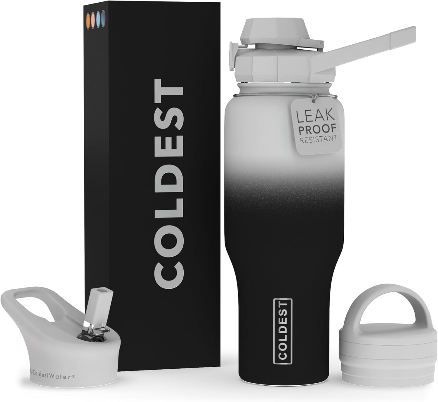 Coldest Sports Water Bottle - 3 in 1 Lids (Chug, Straw, Handle ...