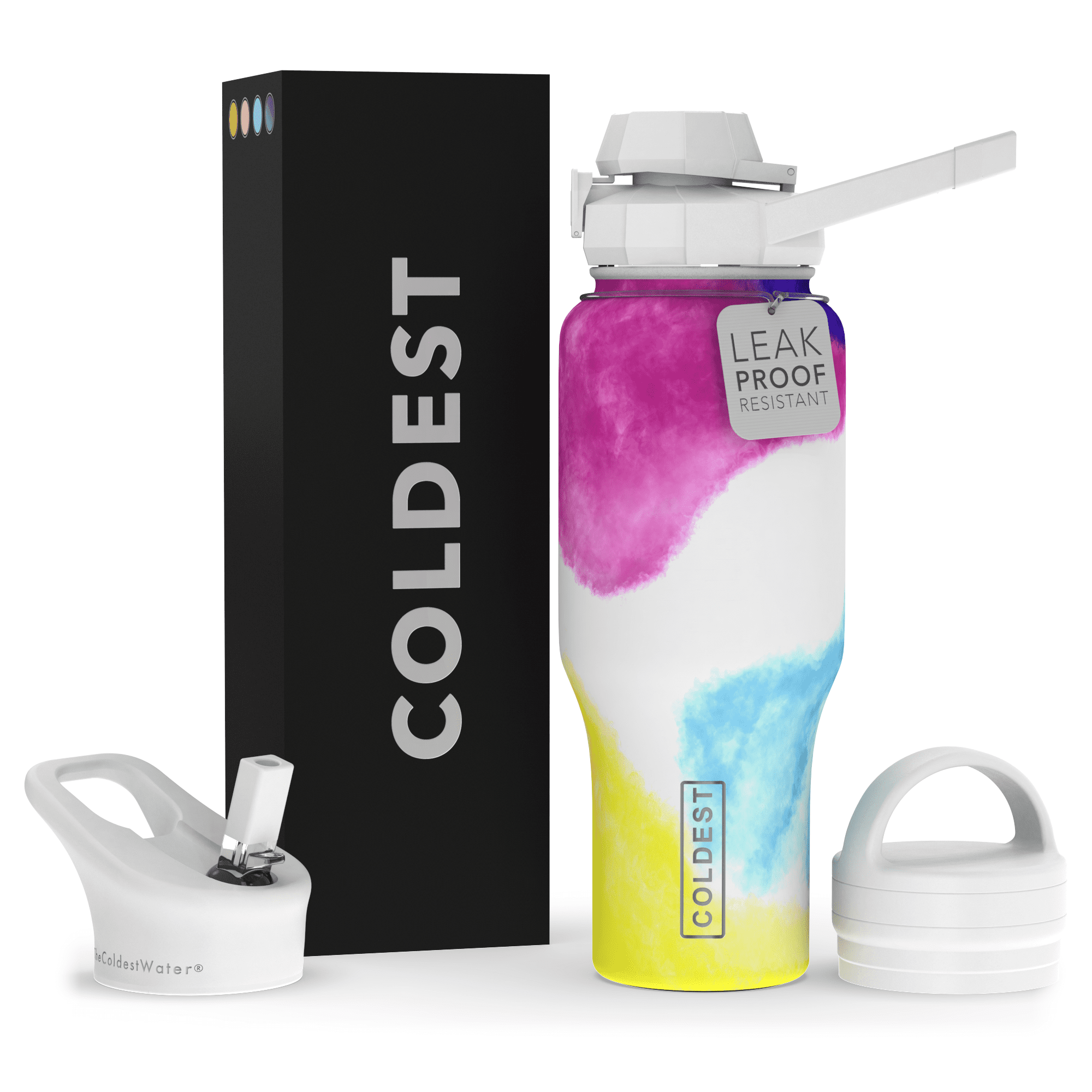 Coldest 36oz Travel Drink Bottle - 3 Insulated Lids, Double Walled ...