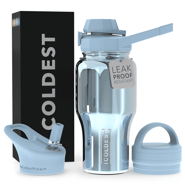 Coldest Sports Water Bottle - 3 Insulated Lids (Chug Lid, Straw Lid ...