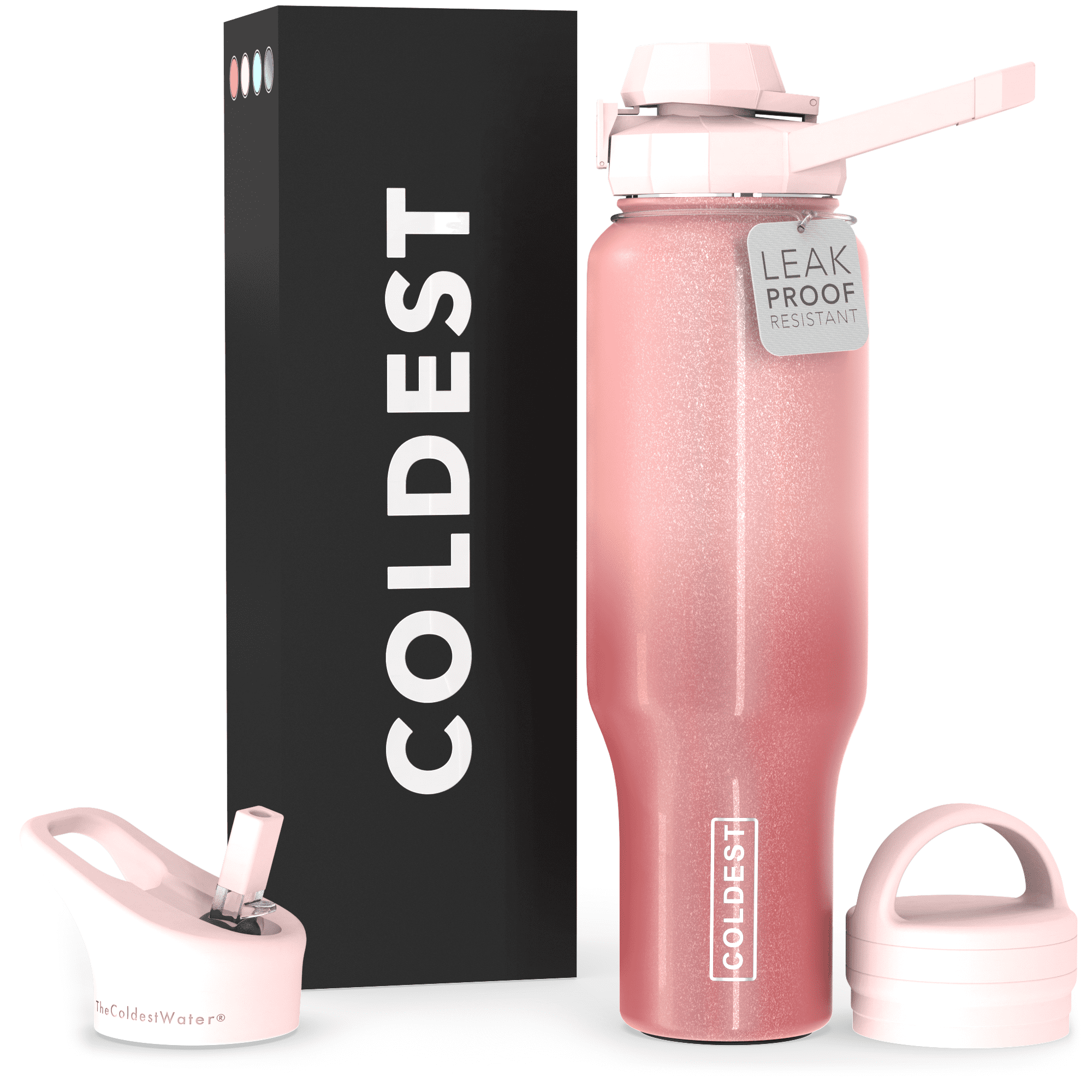 Coldest Sports Water Bottle - 3 Insulated Lids (Chug Lid, Straw Lid ...