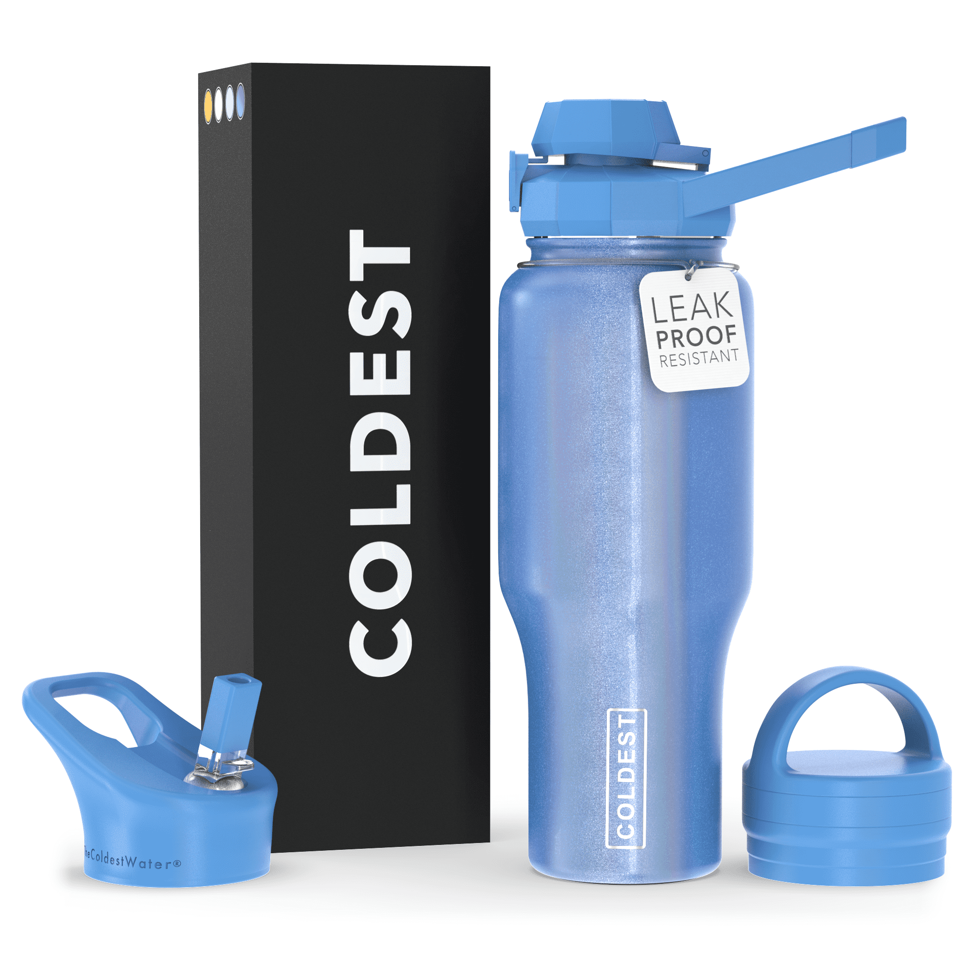 Coldest Sports Water Bottle - 3 Insulated Lids (Chug Lid, Straw Lid ...