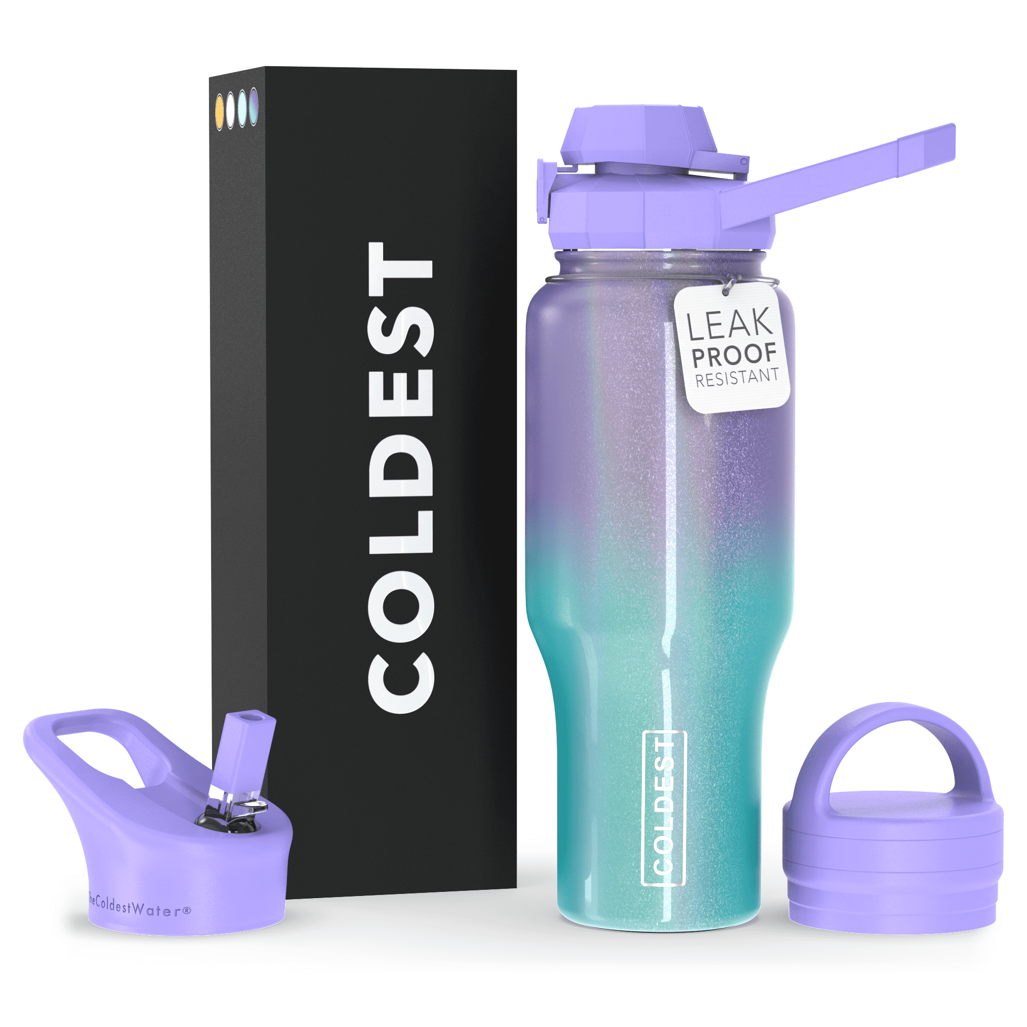 Coldest Sports Water Bottle - 3 Insulated Lids (Chug Lid, Straw Lid ...