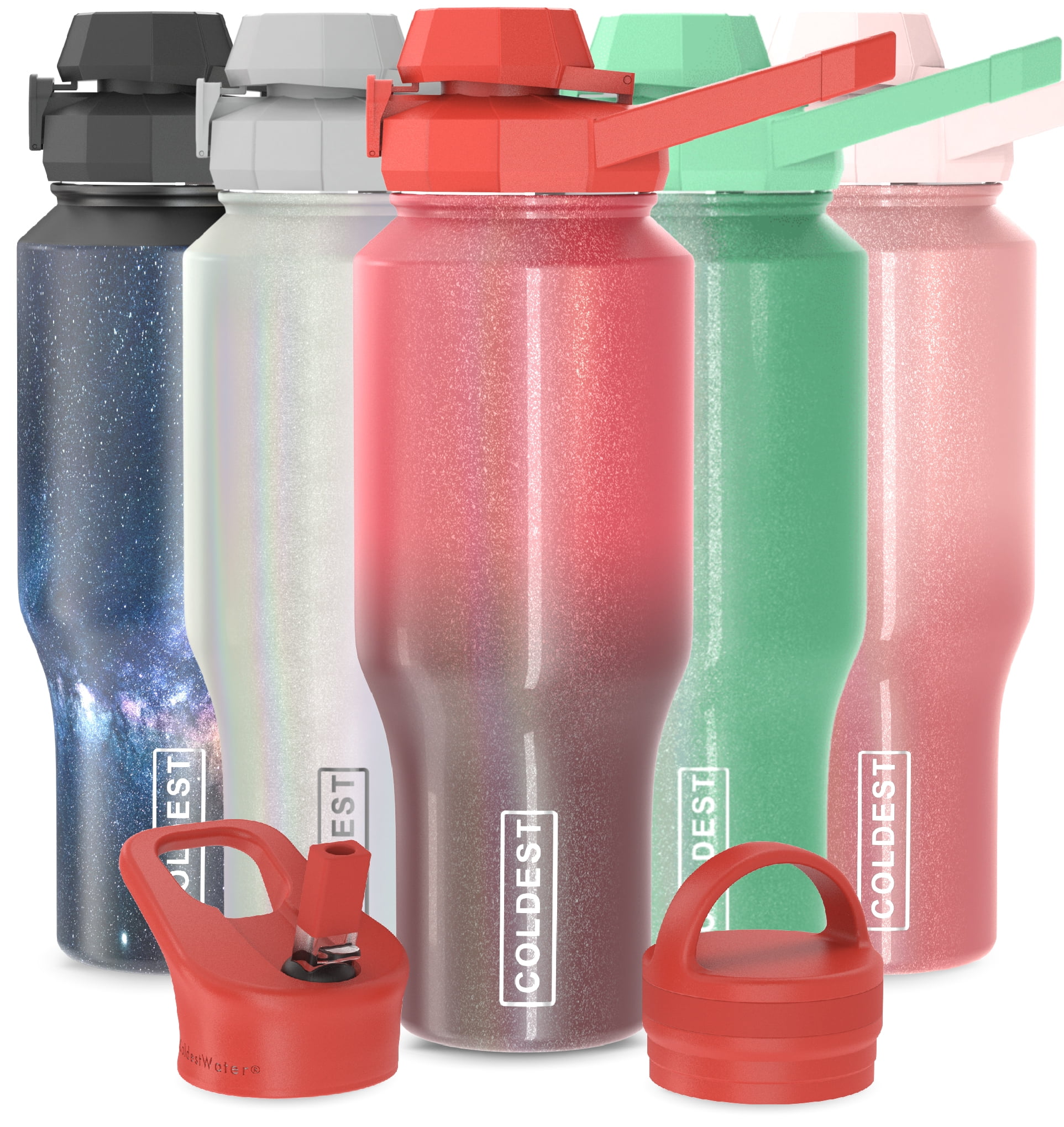 Coldest Sports Water Bottle - 3 Insulated Lids (Chug Lid, Straw Lid ...