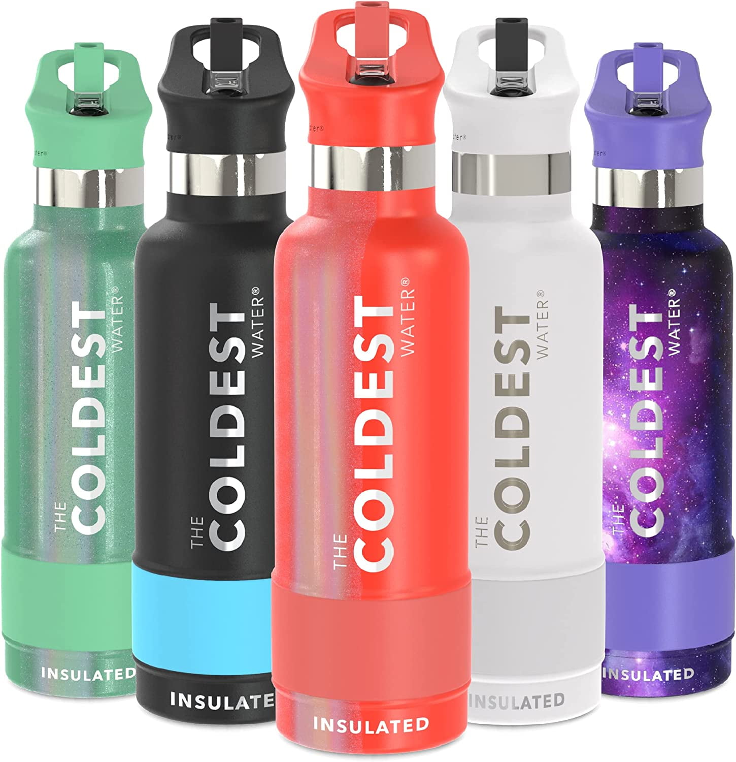Coldest Sports Water Bottle - Straw Lid Bottle with Handle Leak Proof ...