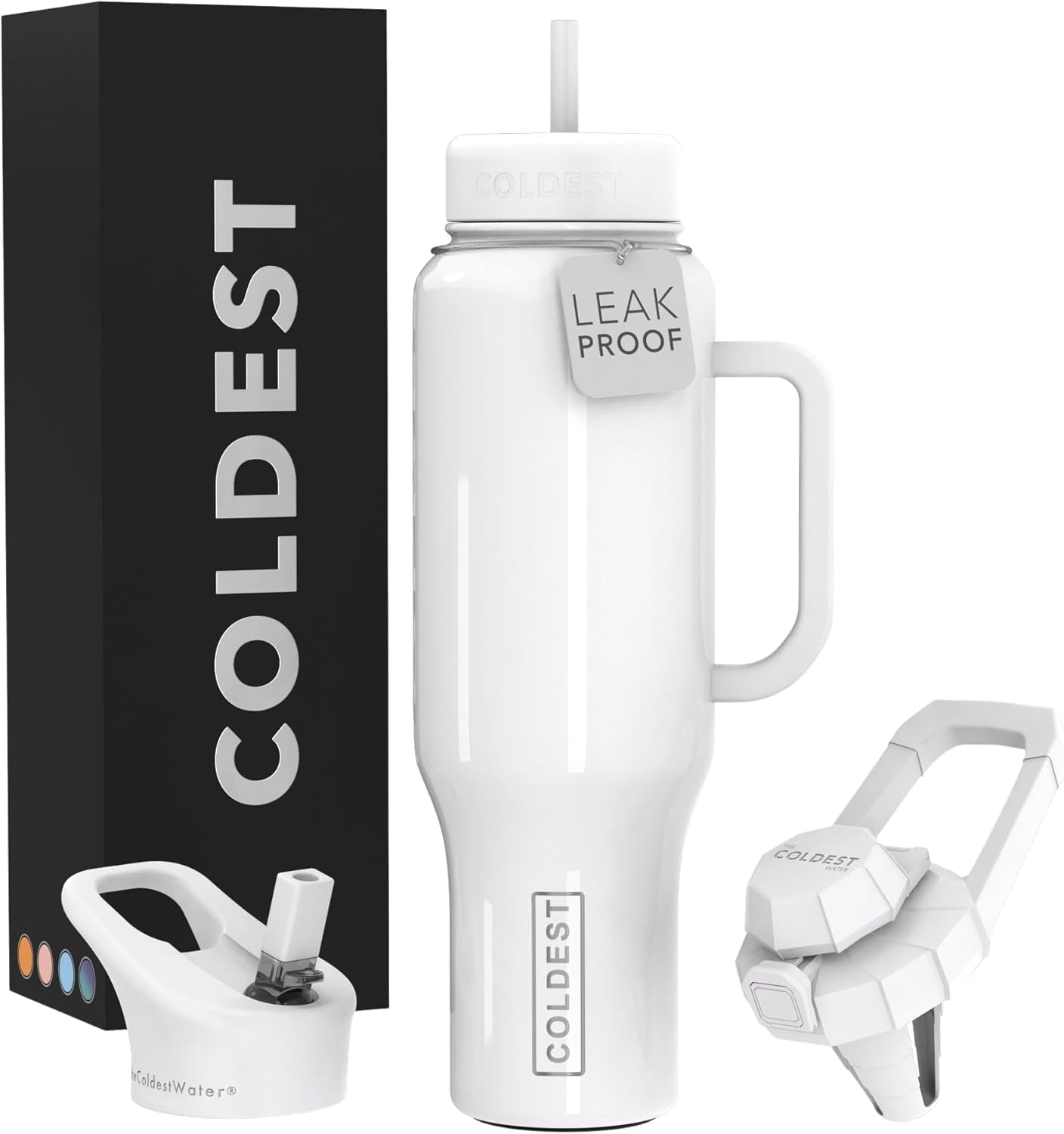 Coldest Tumbler with Handle and Straw Lid, 3 Lids Insulated Reusable ...