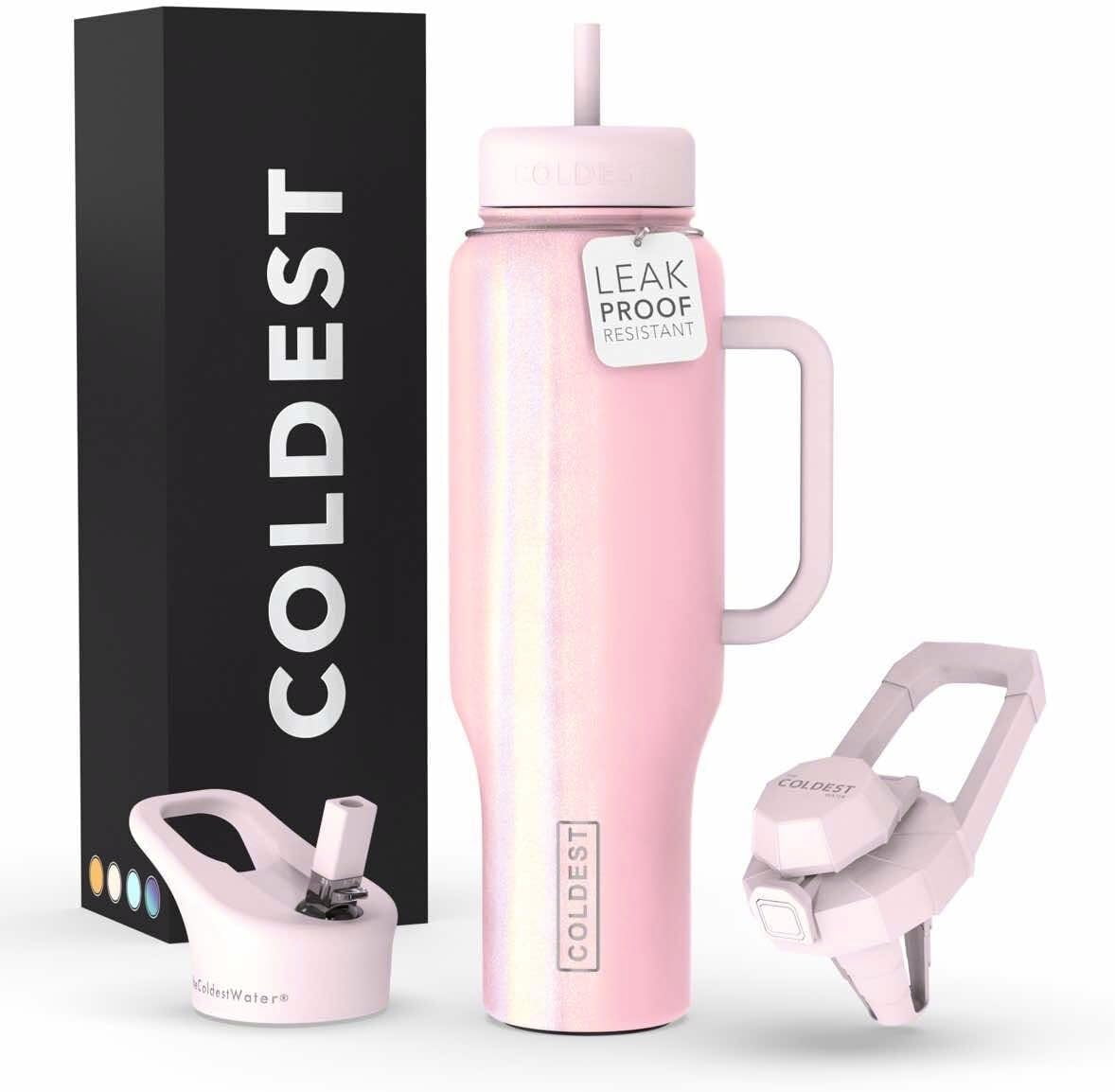 Coldest Tumbler with Handle and Straw Lid, 3 Lids Insulated Shaker ...