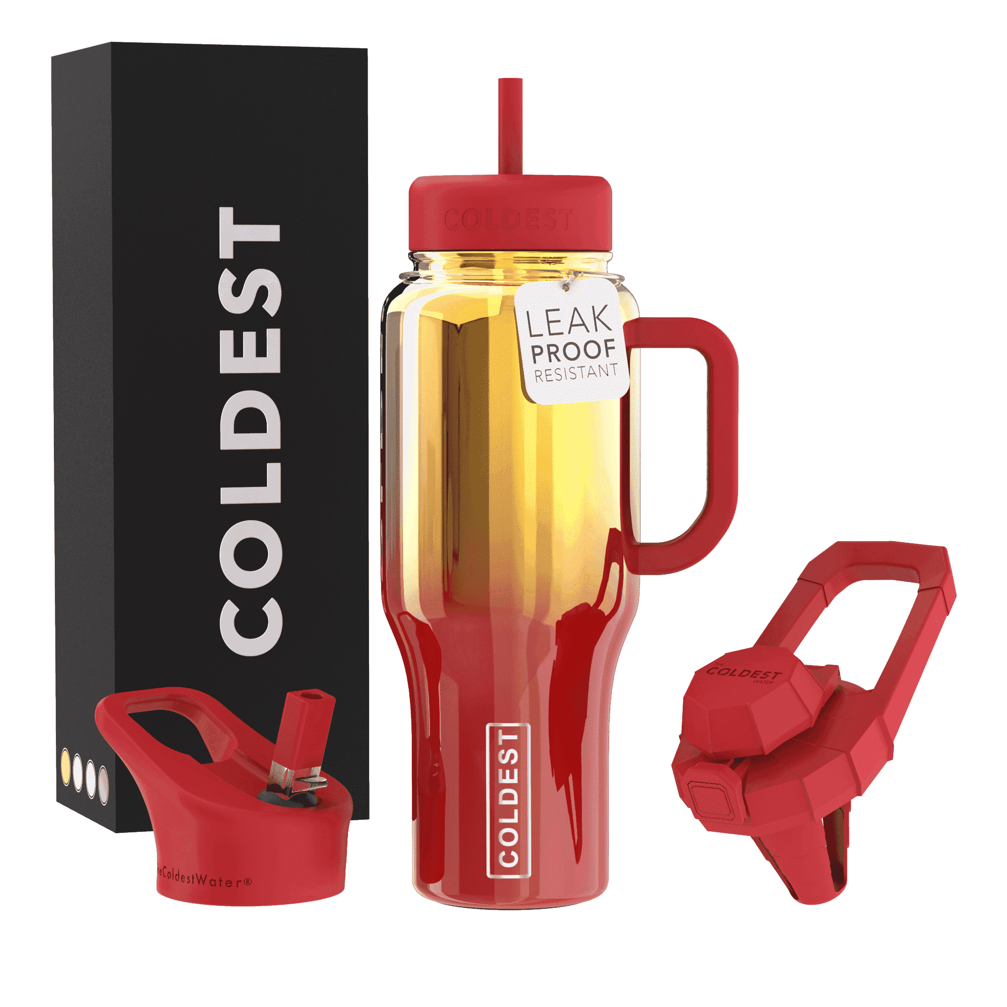 Coldest Tumbler with Handle and Straw Lid, 3 Lids Insulated Shaker ...