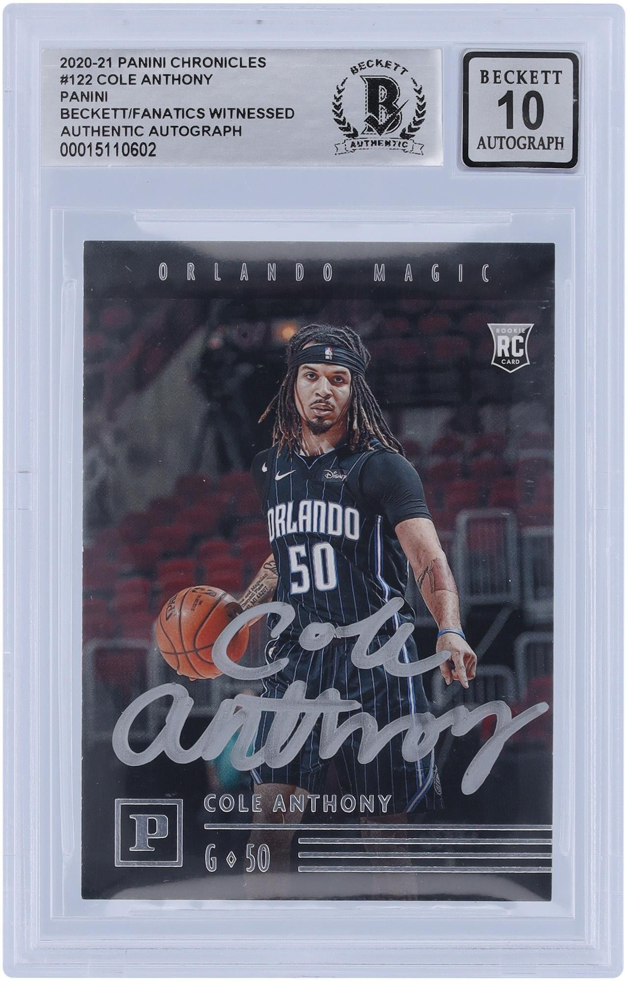 Cole Anthony Orlando Magic Autographed 2020-21 Panini Chronicles #122 ...