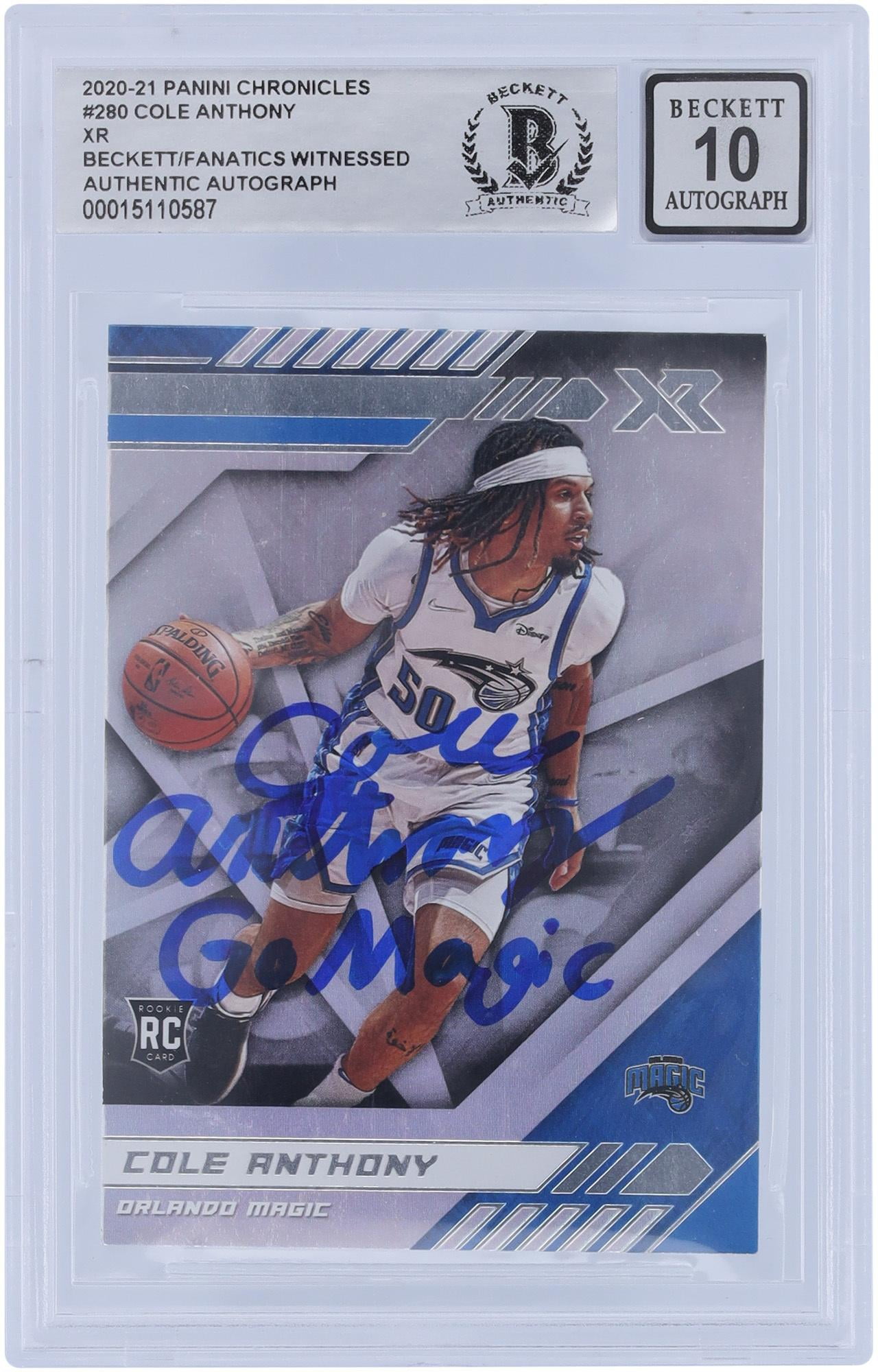 Cole Anthony Orlando Magic Autographed 2020-21 Panini Chronicles XR ...