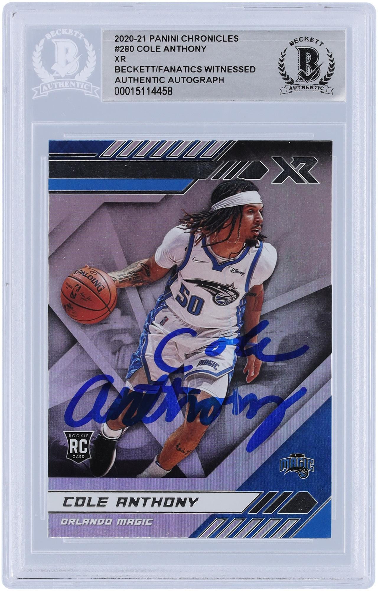 Cole Anthony Orlando Magic Autographed 2020-21 Panini Chronicles XR ...