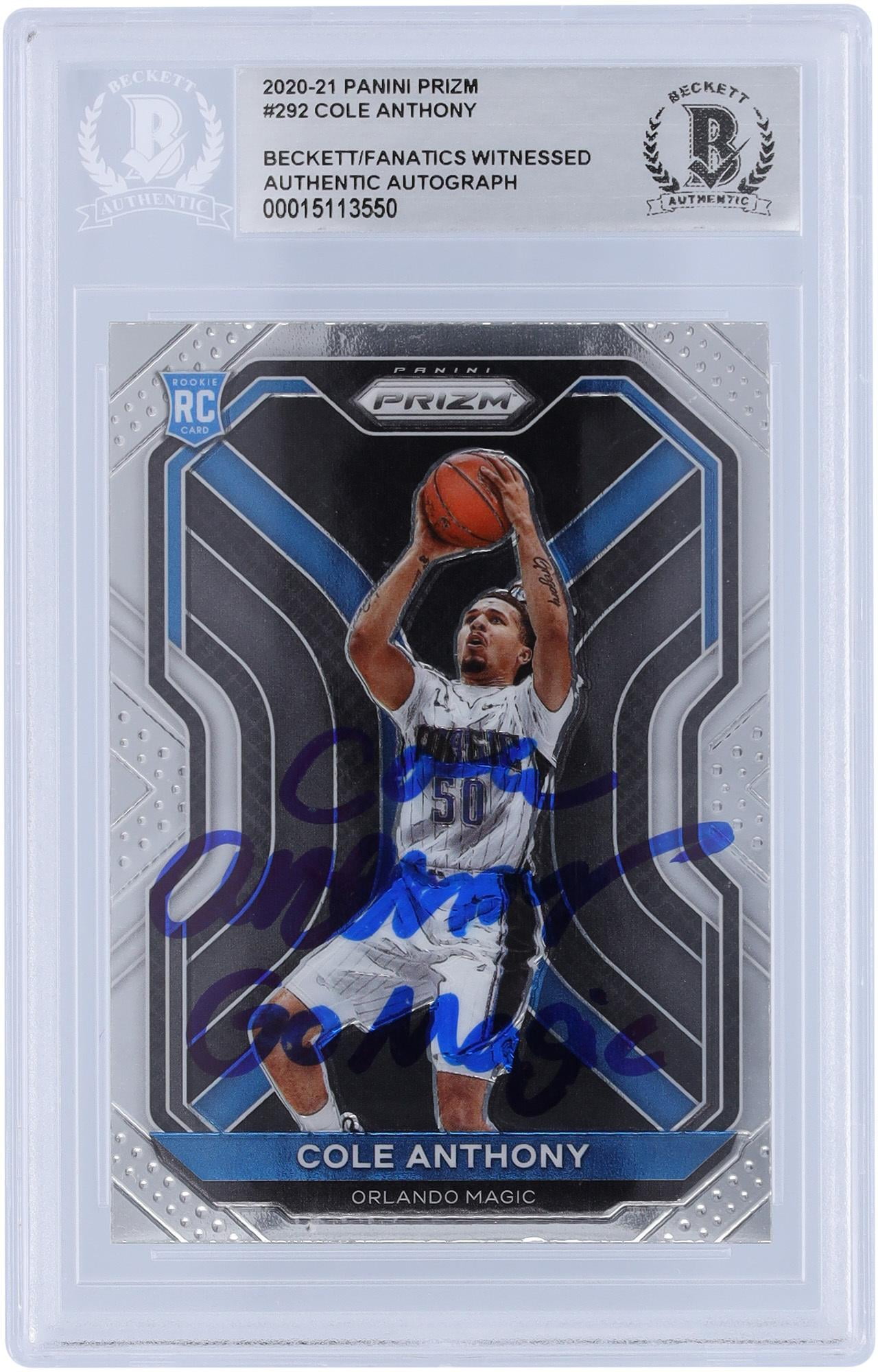 Cole Anthony Orlando Magic Autographed 2020-21 Panini Prizm #292 ...