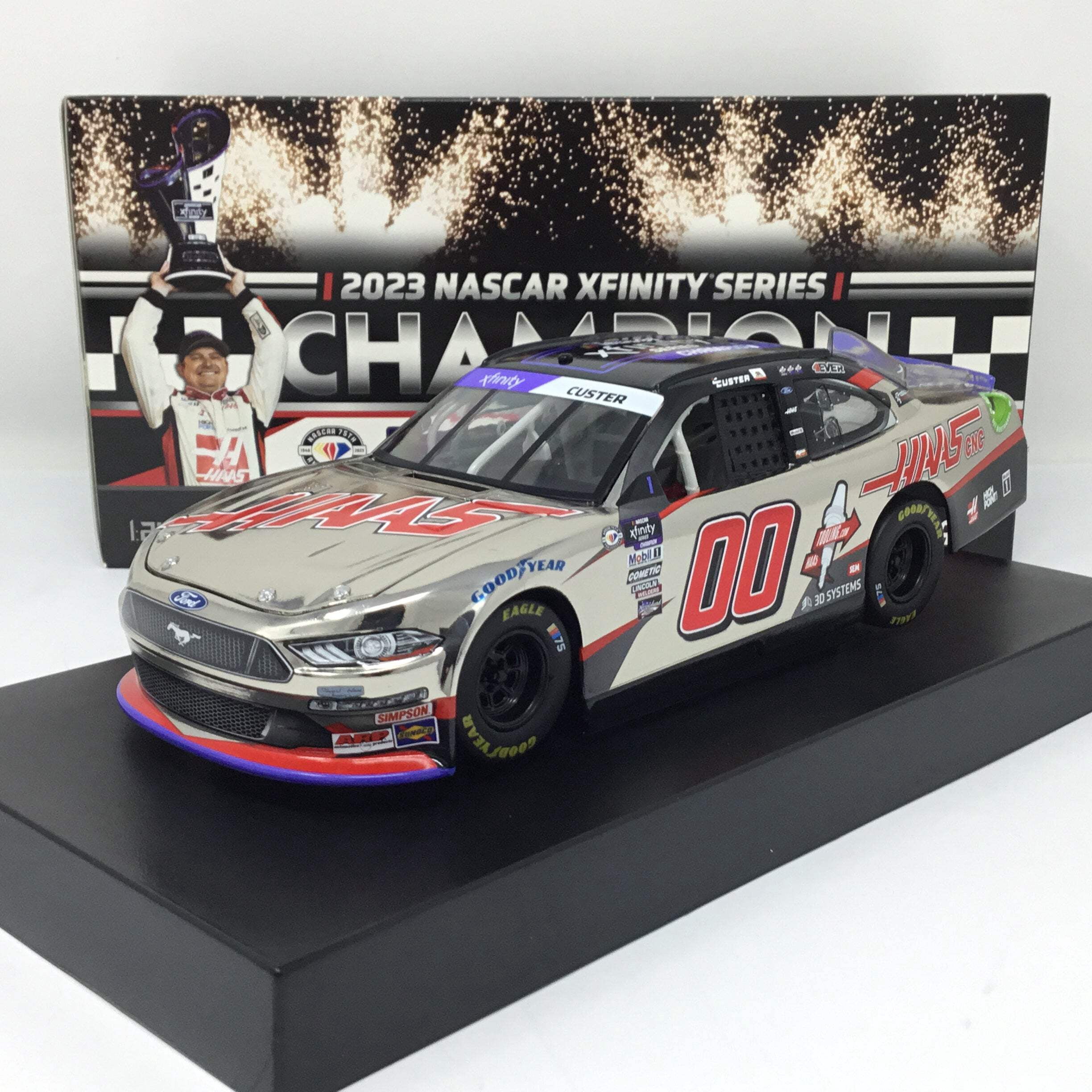 Cole Custer 2023 Haas Automation Champion 1:24 Color Chrome Diecast ...