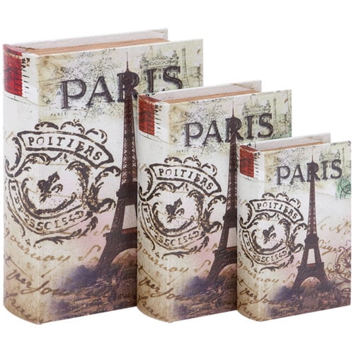 Cole & Grey Wood and Leather Book 3 Piece Decorative Box Set - Walmart.com