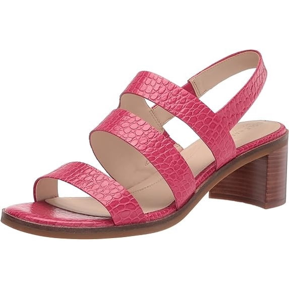 Cole Haan Adella Pink Croc Leather Squared Open Toe Slingback Block ...