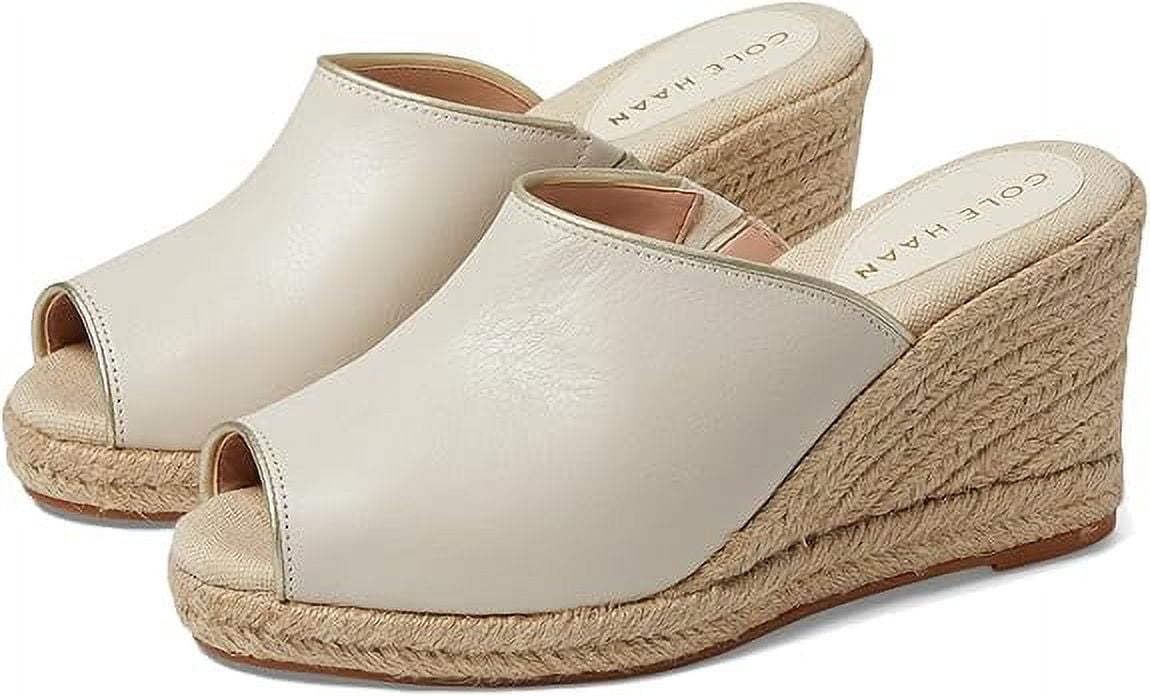 Cole Haan Cloudfeel Southcrest Ivory Leather Peep Toe Slip On Wedge ...