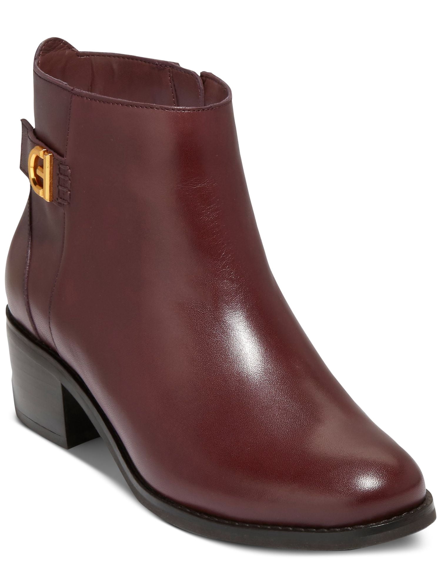 COLE HAAN Womens Burgundy Logo Hardware Ankle Strap Padded Holis Almond ...