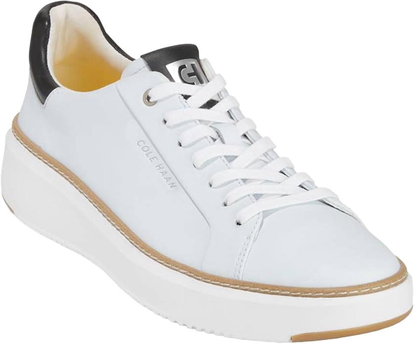 Cole Haan Men’s GrandPrø Topspin Leather Sneakers – Optic White, Wide ...