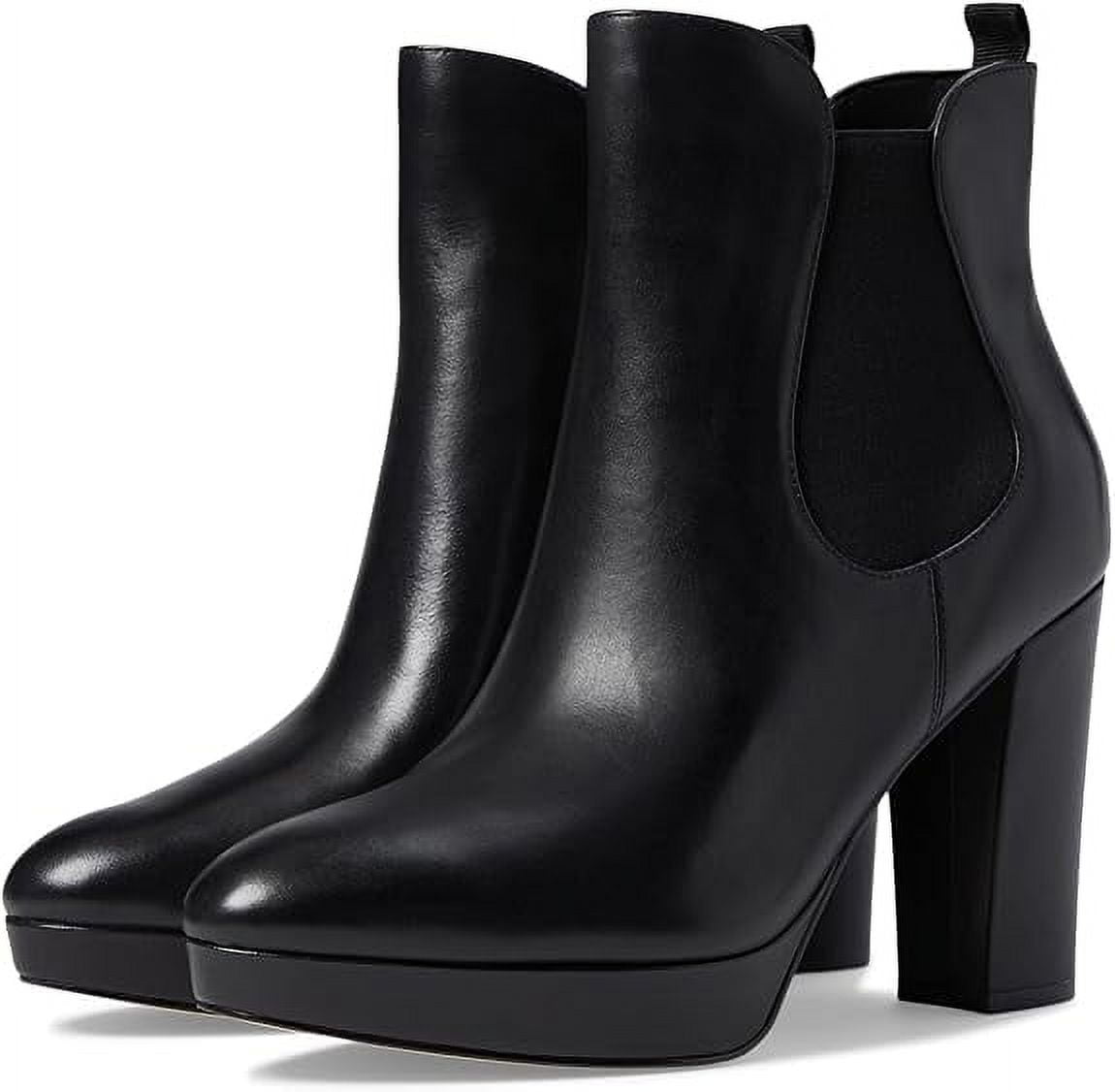 Cole Haan Remi Black Leather Almond Toe Block Heel Pull On Ankle Boots (Black Leather, 10 ...